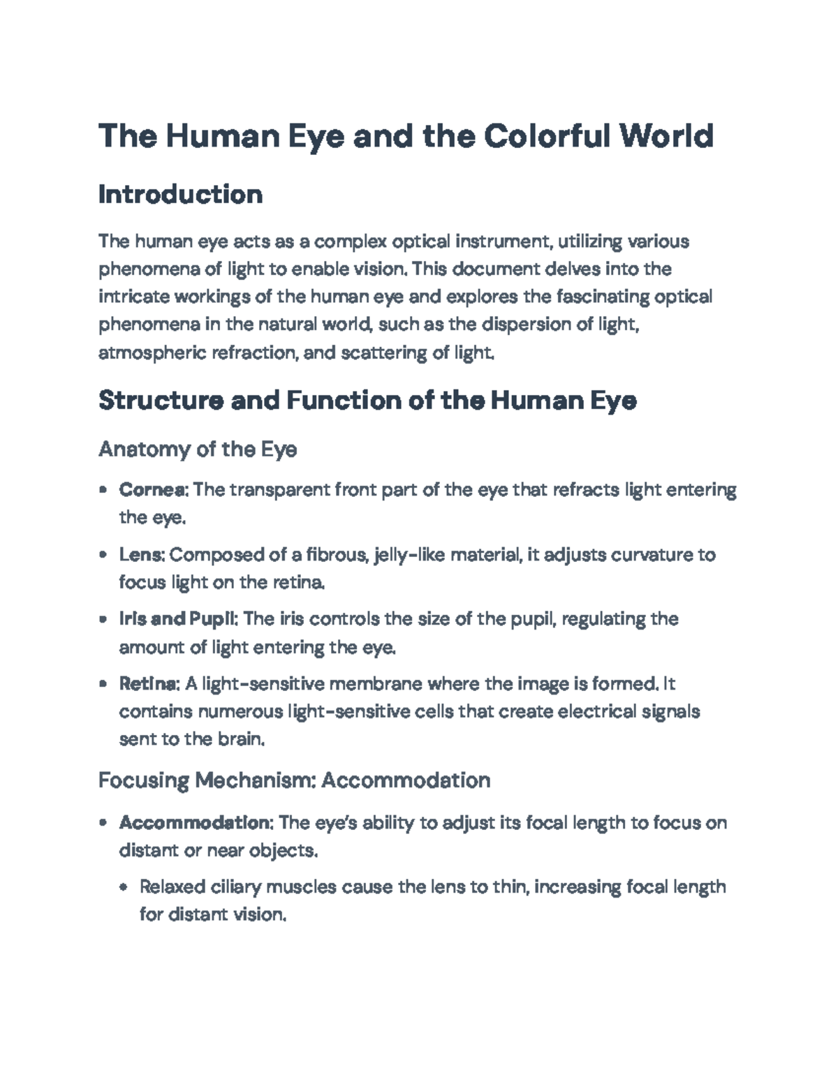 Understanding the Human Eye: Optical Phenomena & Colorful World ...