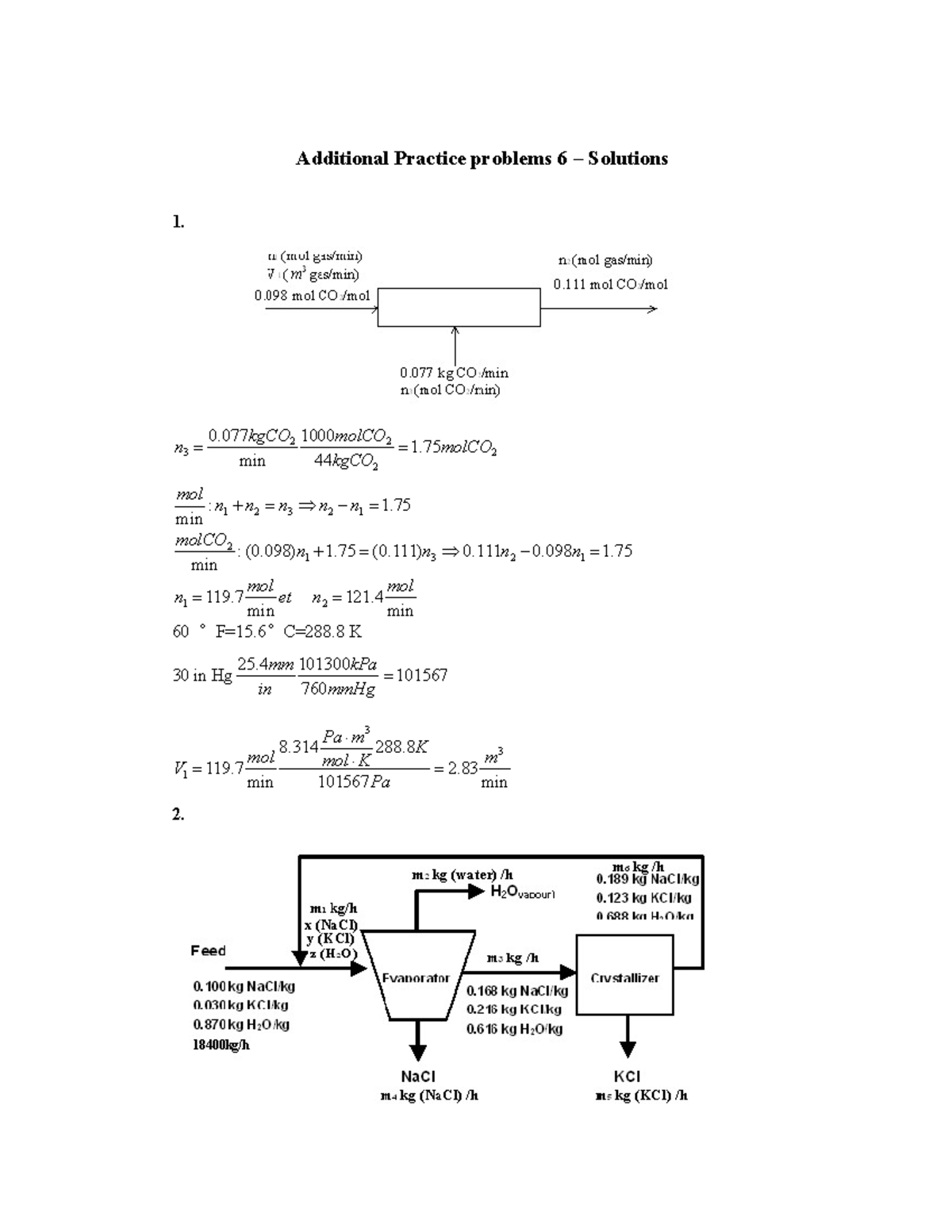 Additional Practice Problems Solutions 6 for Chem 101 - Studocu