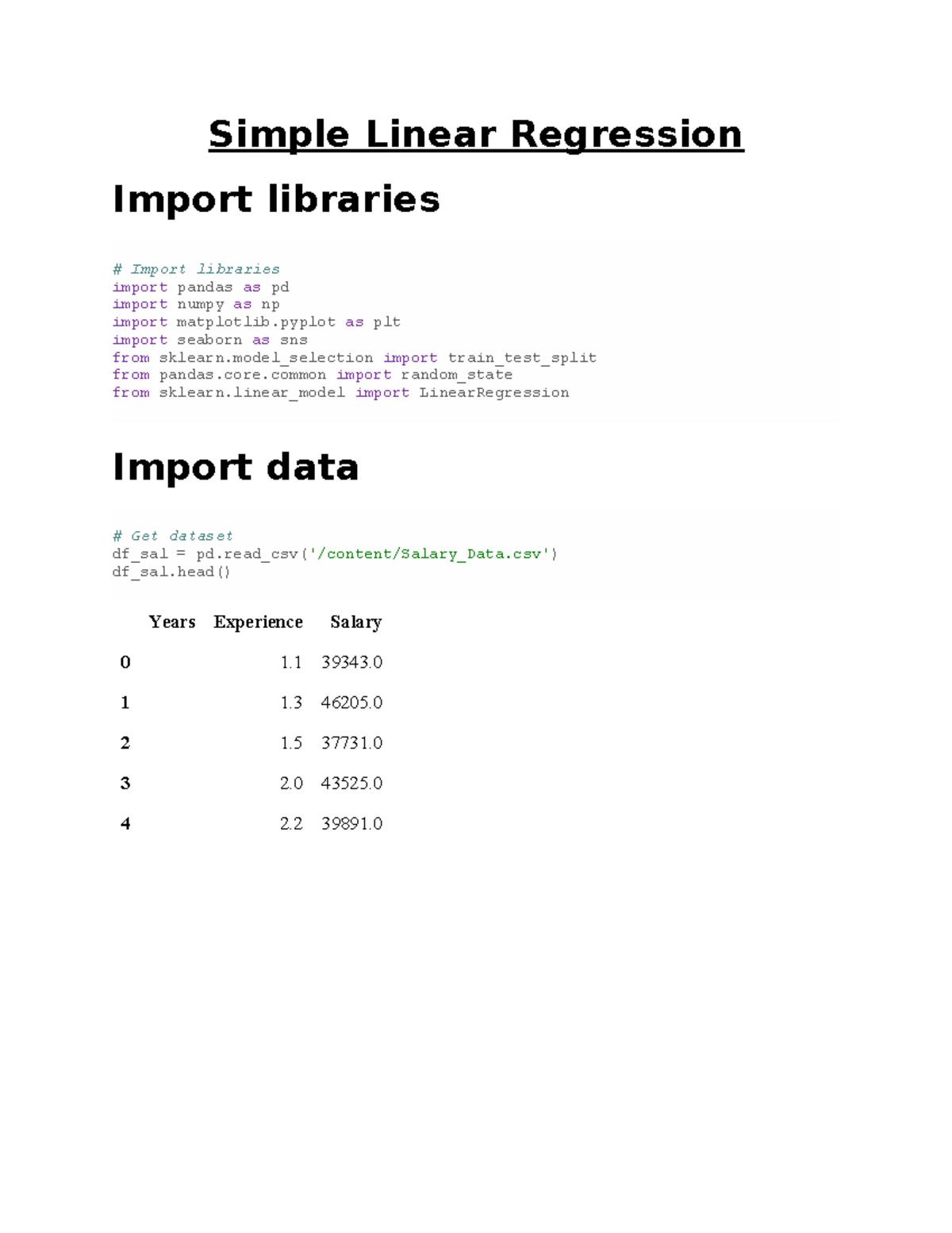 Simple Linear Regression Core Import Random State From Sklearn Model Import Linearregression