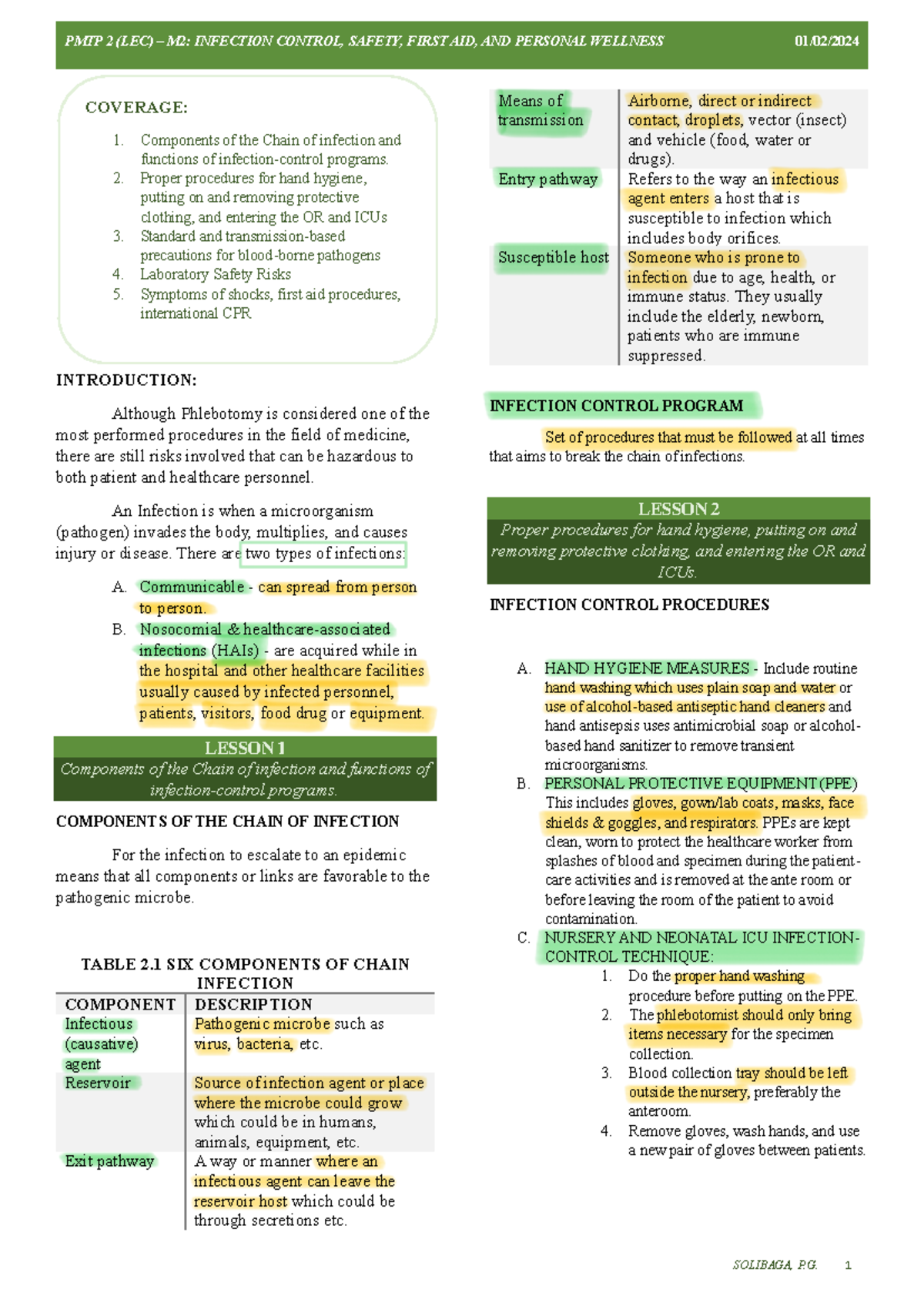 Module-2 - PMTP 1 - PMTP 2 (LEC) – M 2 : INFECTION CONTROL, SAFETY ...