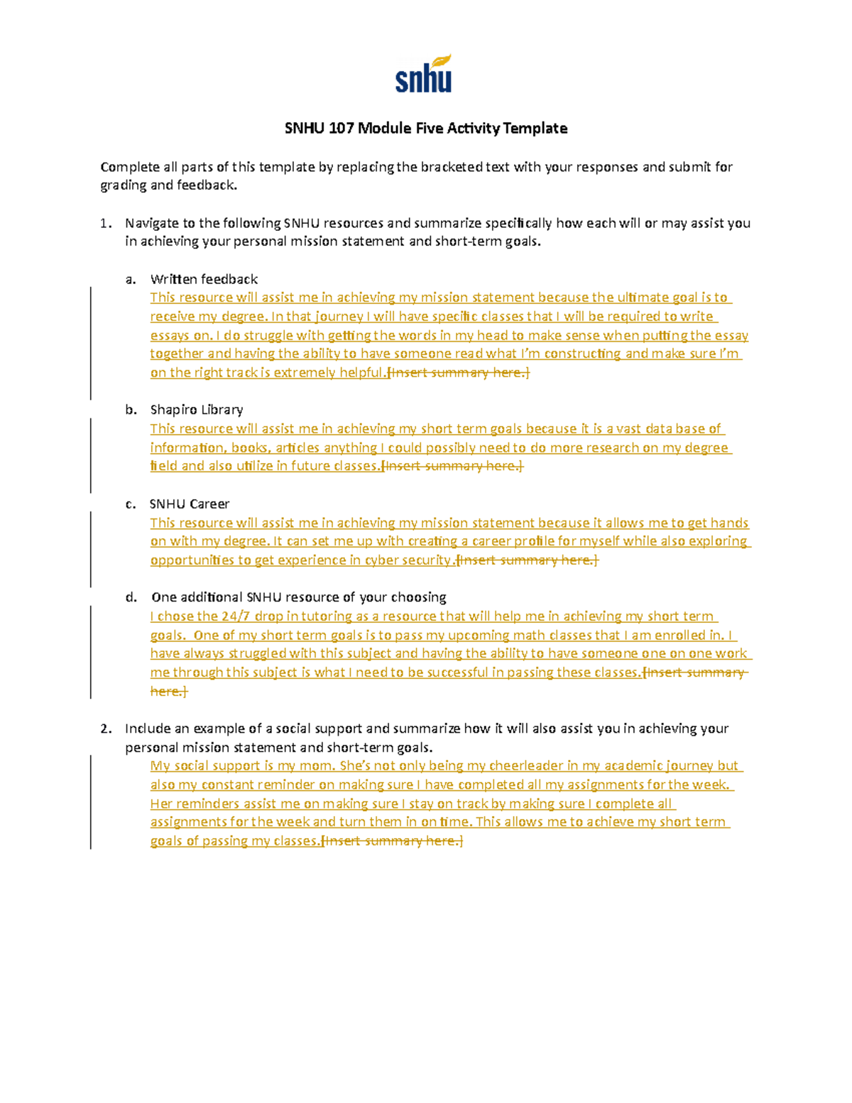 SNHU 107 Module Five Activity - Navigate to the following SNHU ...