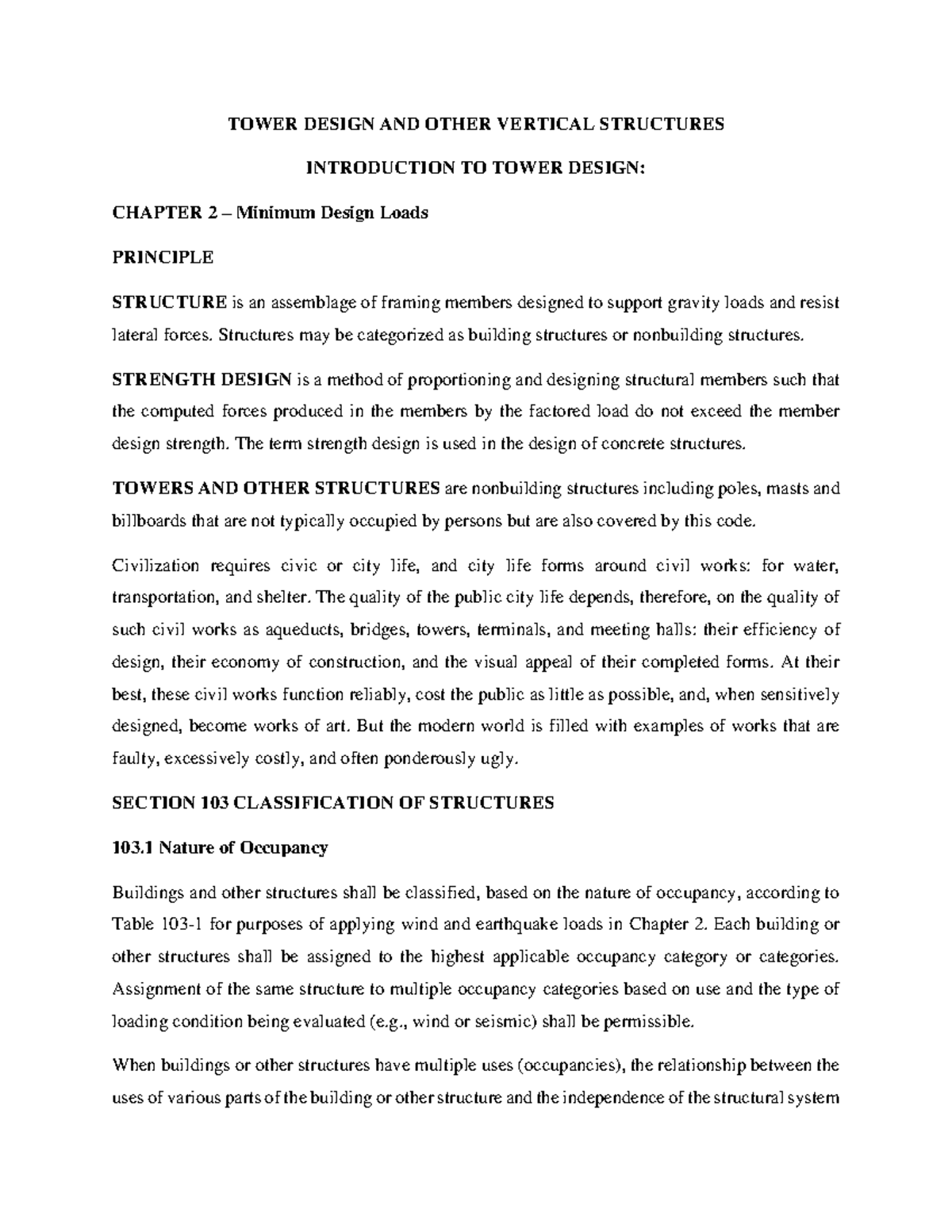 Elecs 5 QUIZ 1 - Tower Design and Vertical Structures Overview - Studocu