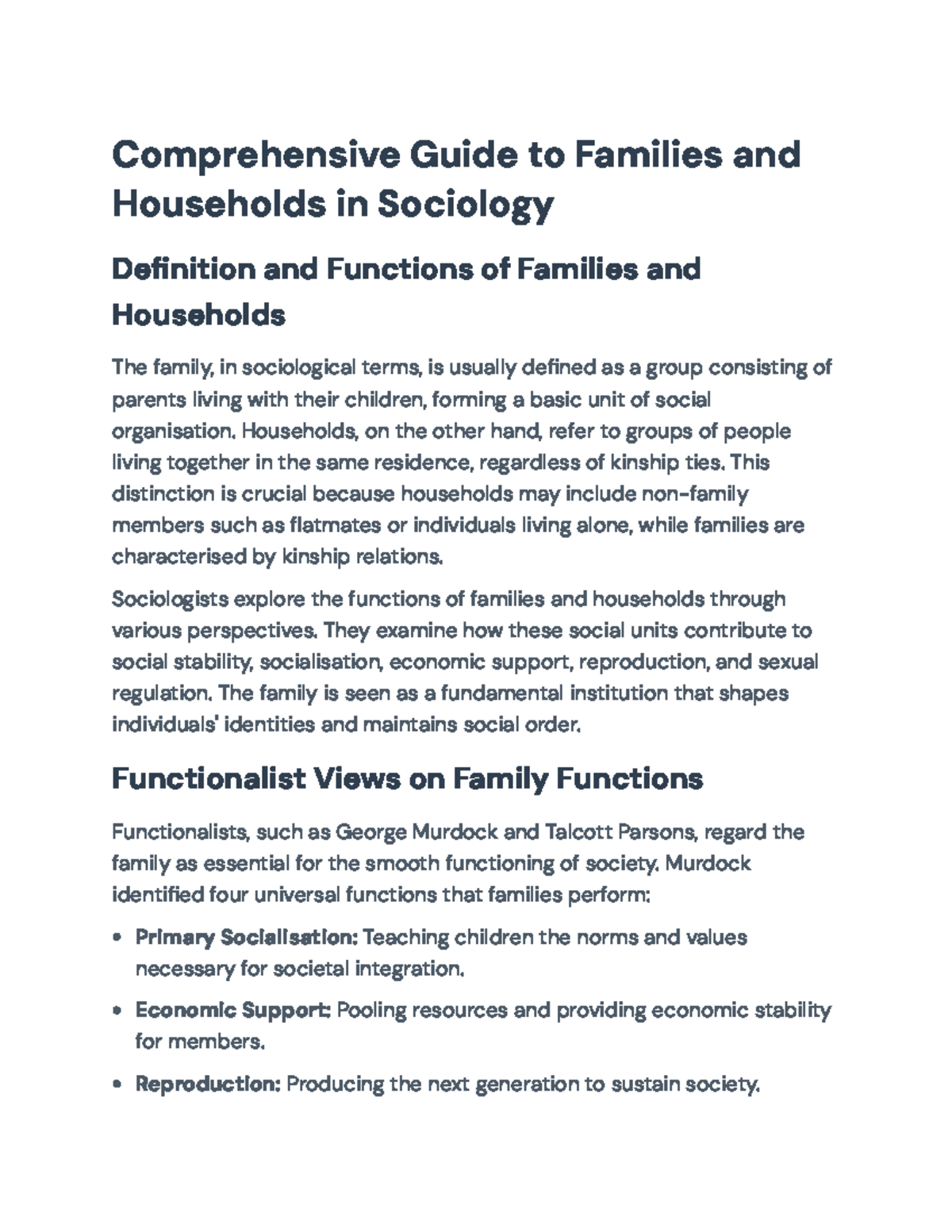 Sociology 101: Families and Households - Comprehensive Study Guide ...