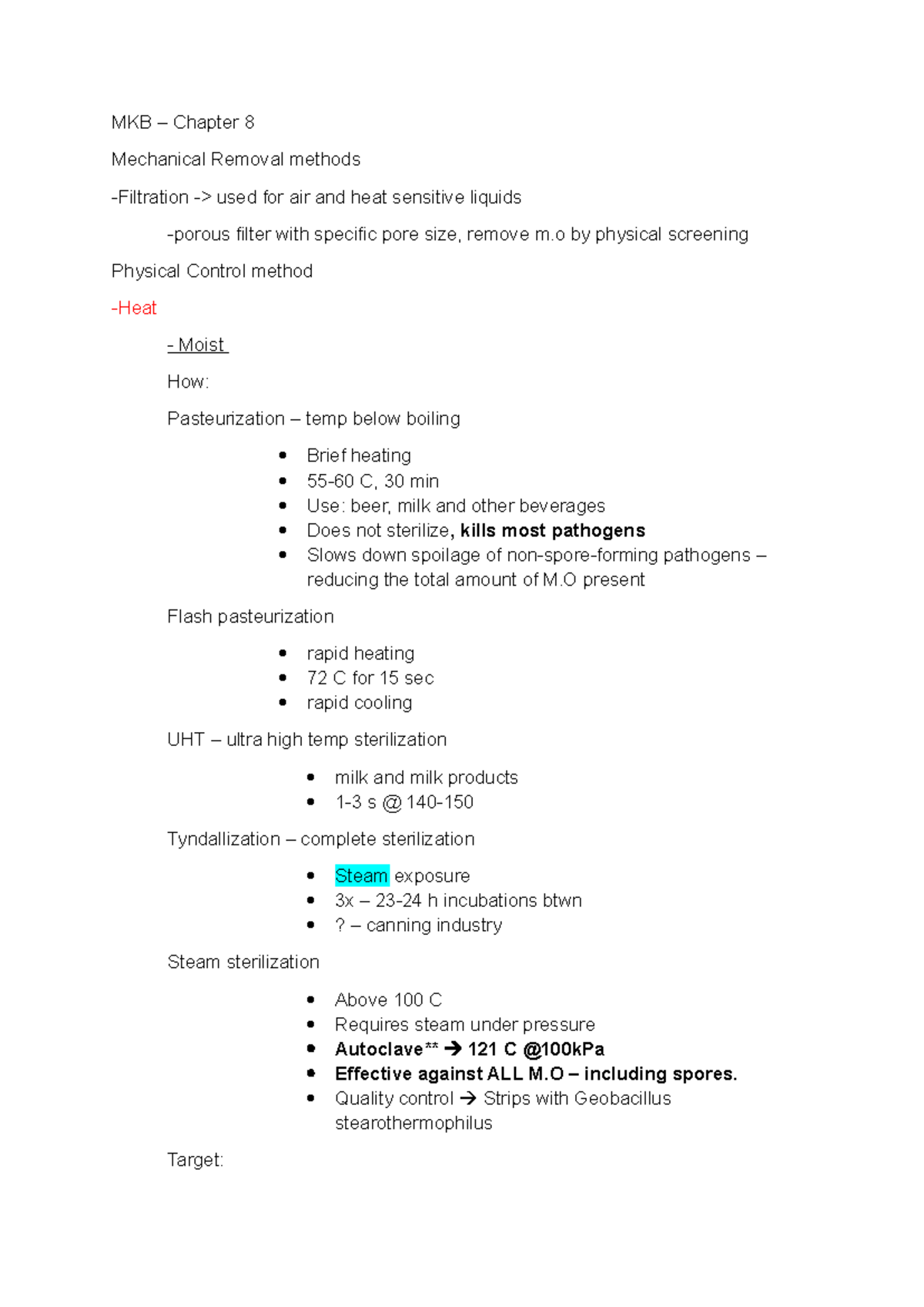 MKB - Summary of Chapter 8: Physical Control Methods for Liquids - Studocu