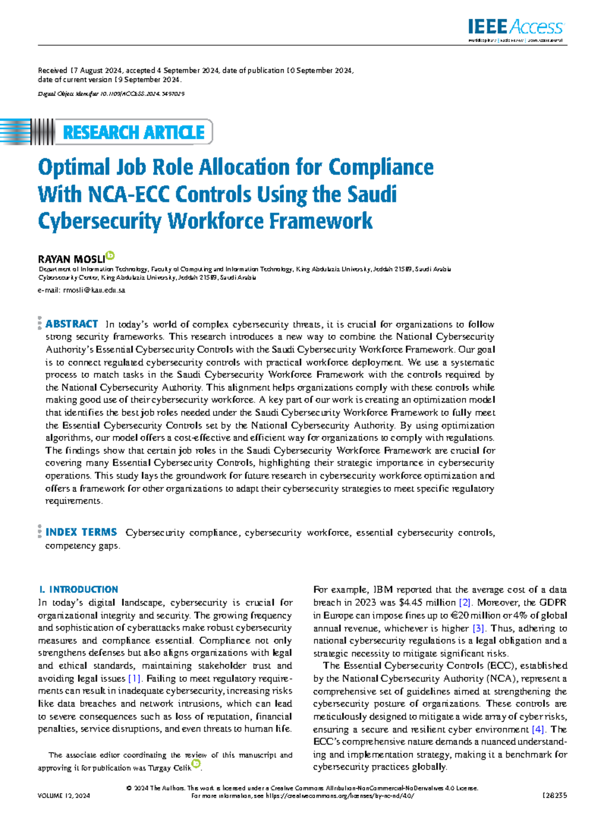 Optimal Job Role Allocation for NCA-ECC Compliance Using SCyWF - Studocu