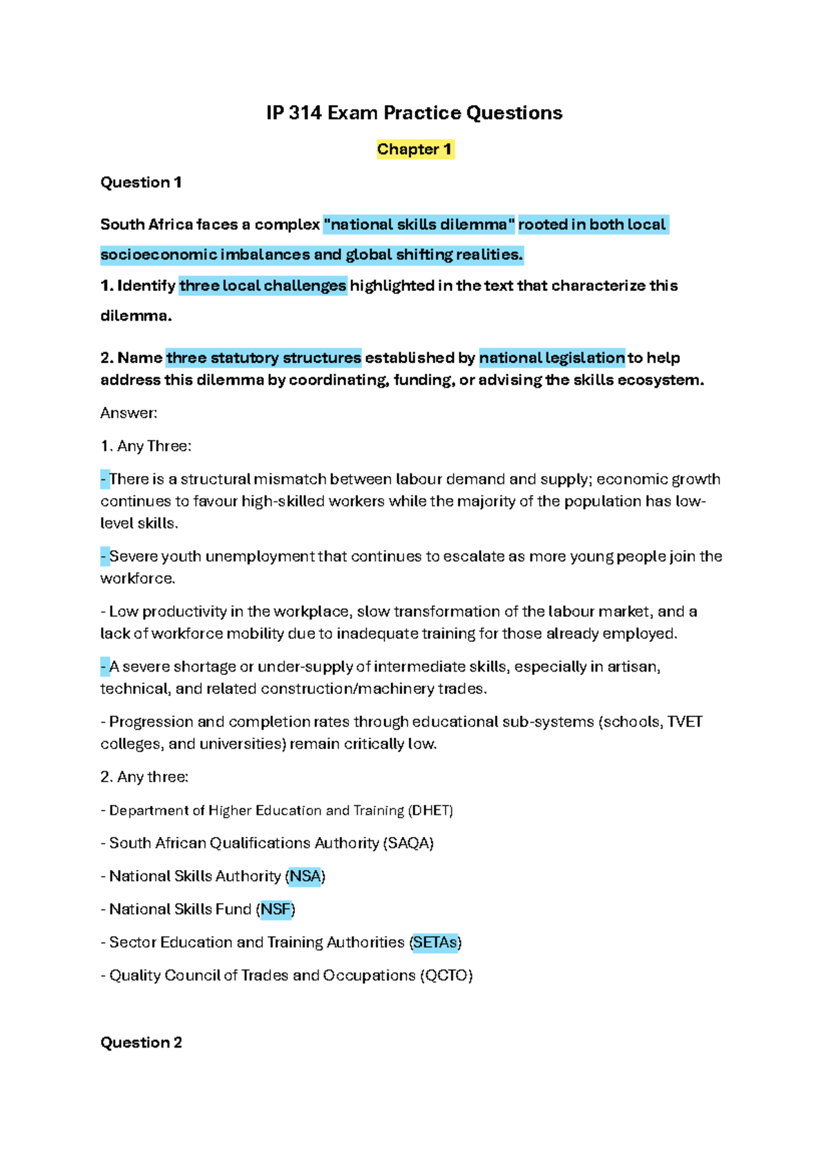 IP 324 Exam Prep: Key Questions & Answers for Skills Development - Studocu