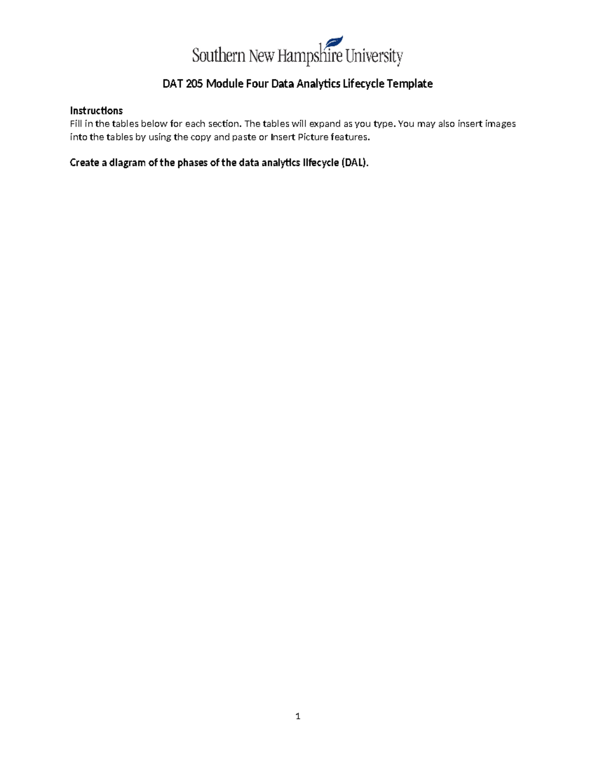 DAT 205 Module Four - Data Analytics Lifecycle Overview and Template ...