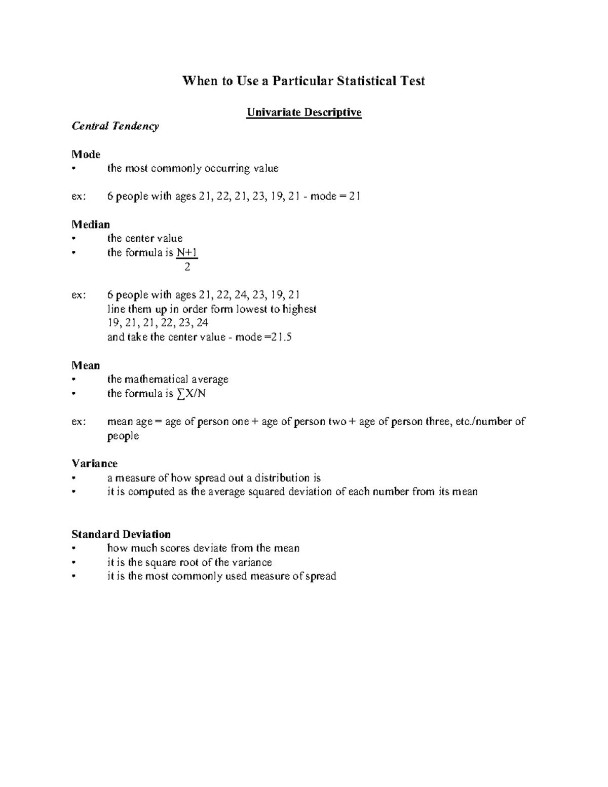 Statistical Tests Guide: When to Use Them in Research - Studocu