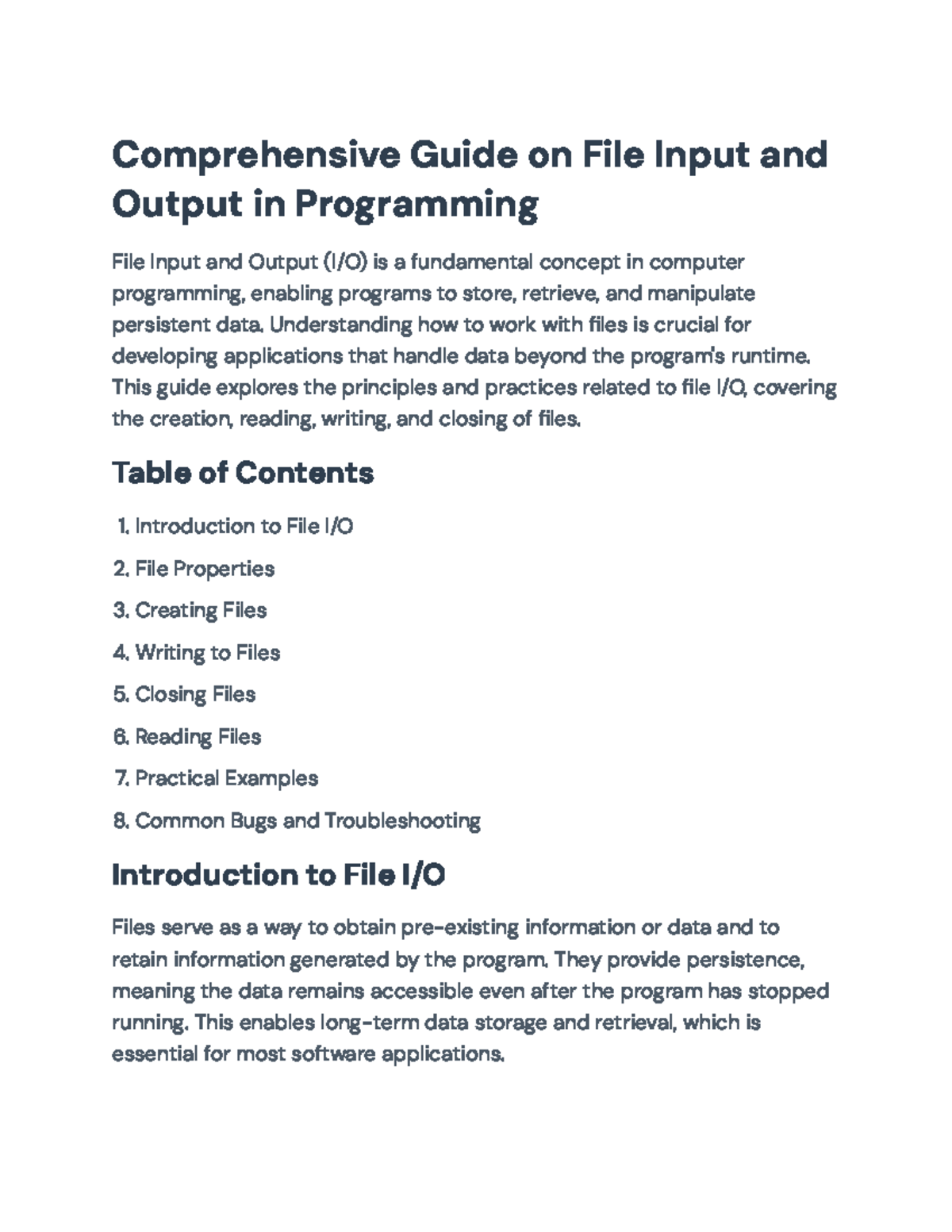 Programming I/O Basics: A Comprehensive Guide to File Management - Studocu