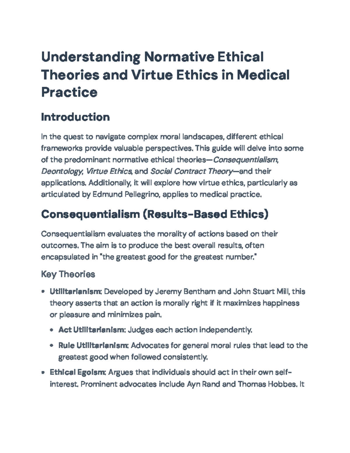 Normative Ethical Theories & Virtue Ethics in Med Practice: A Guide ...