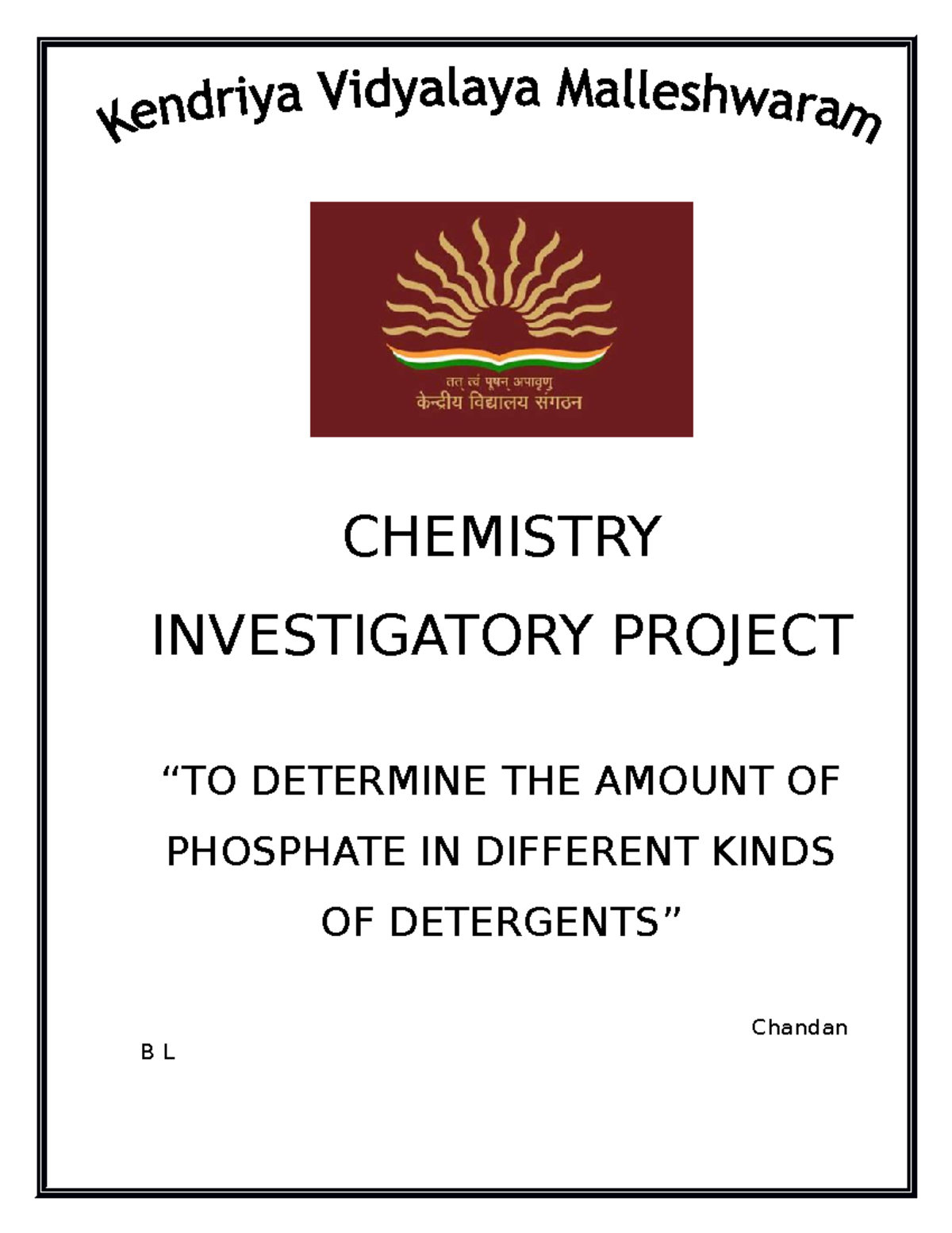 Chemistry XII A Investigatory Project: Phosphate Levels in Detergents ...