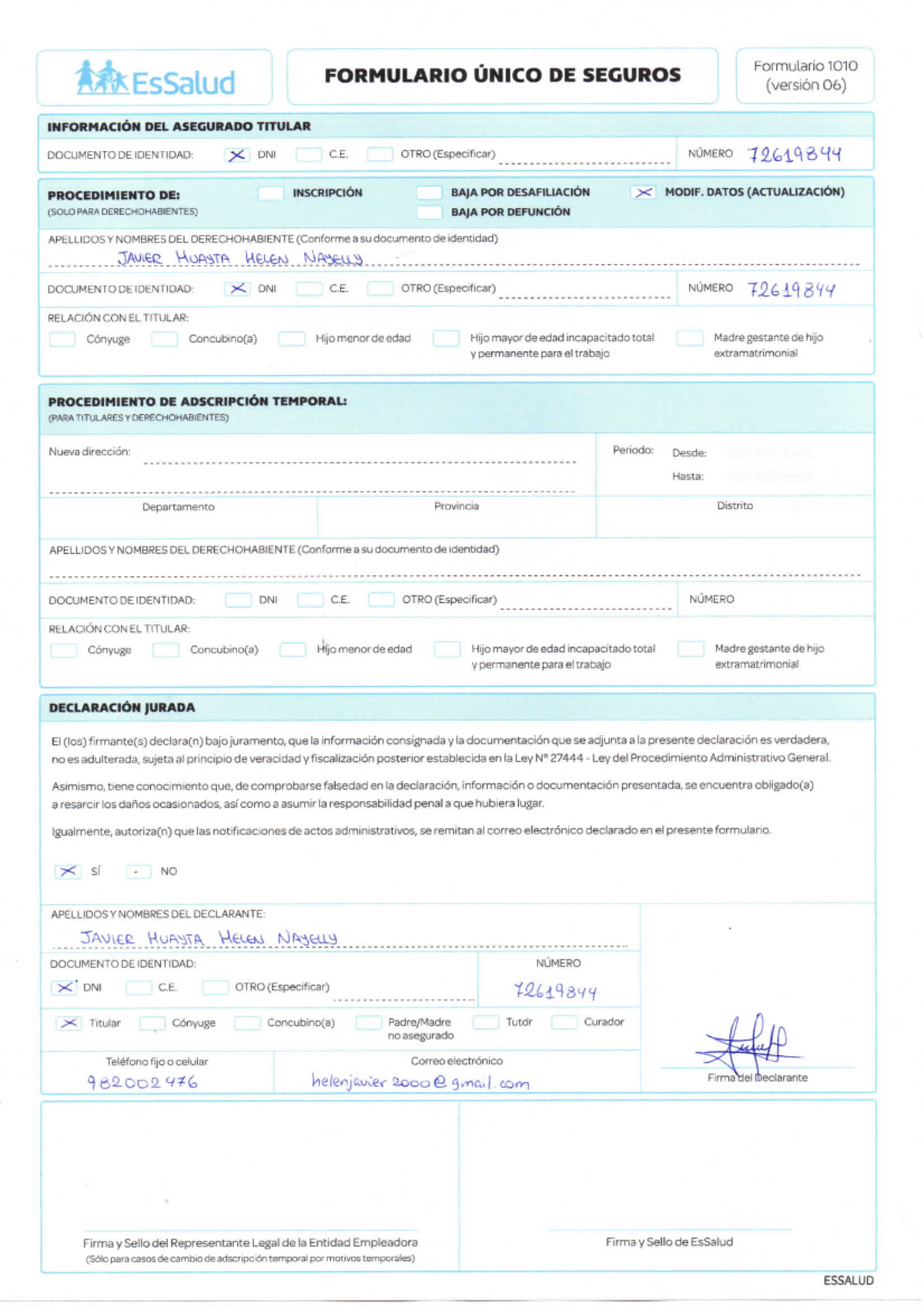 Formulario Único de Seguros - Documentación y Procedimientos (Versión ...