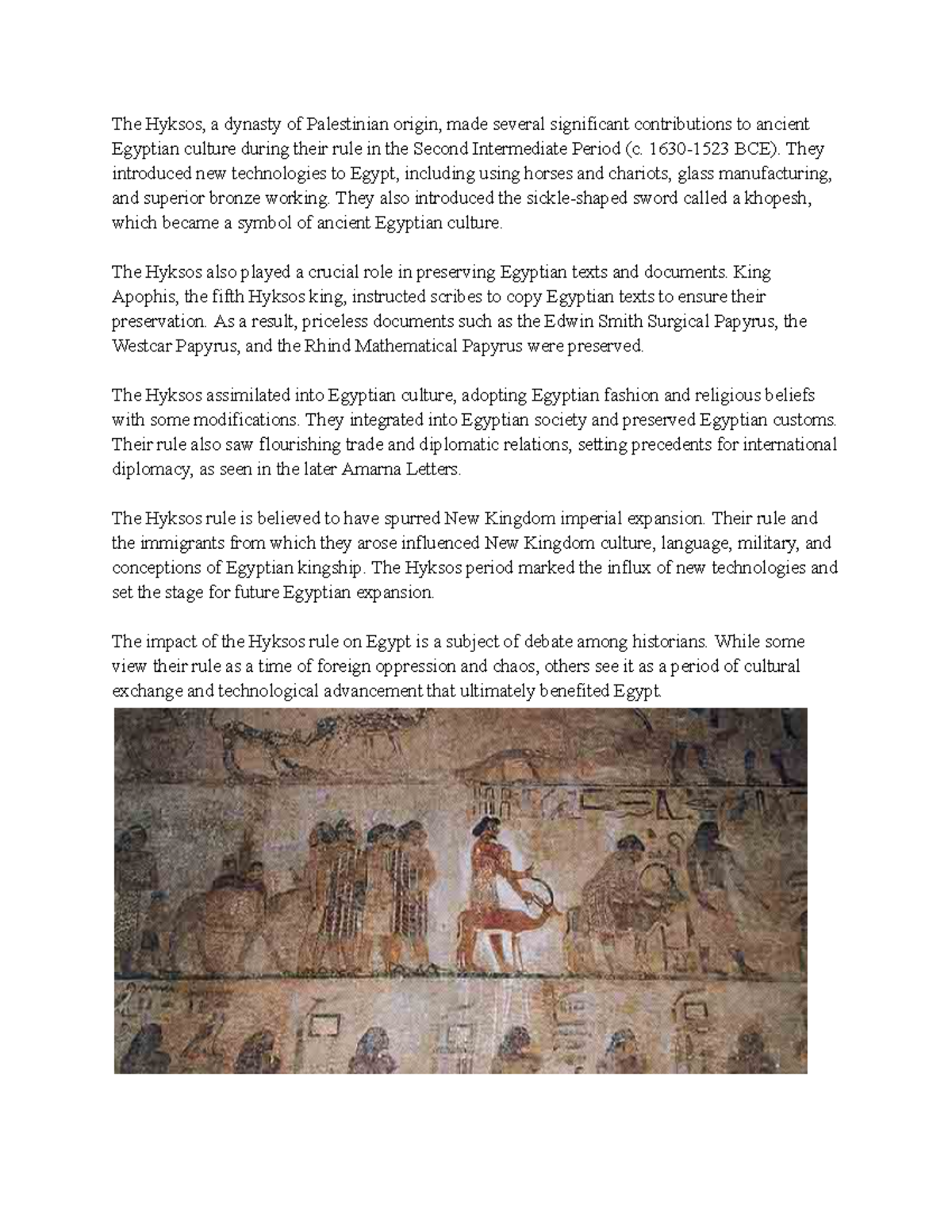 Week 11 Activity: The Impact of the Hyksos on Ancient Egypt - Studocu