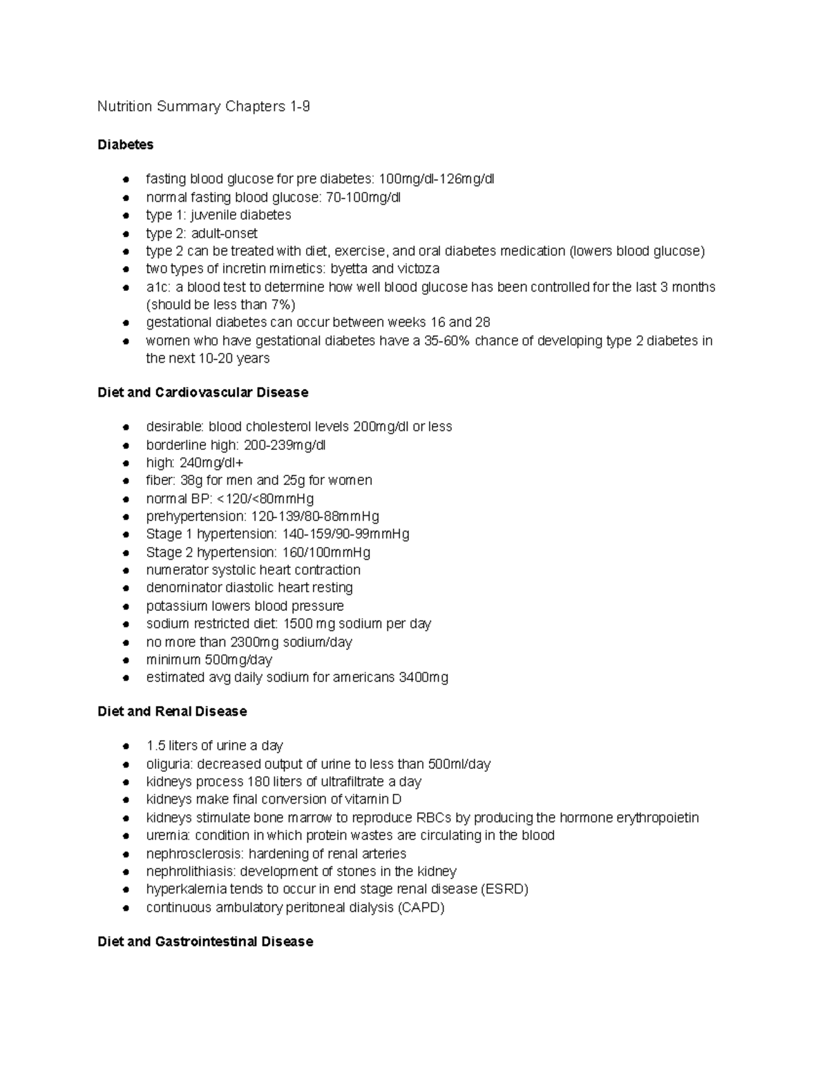 Nutrition summary chapters 1-9: diabetes, diet, and health insights ...