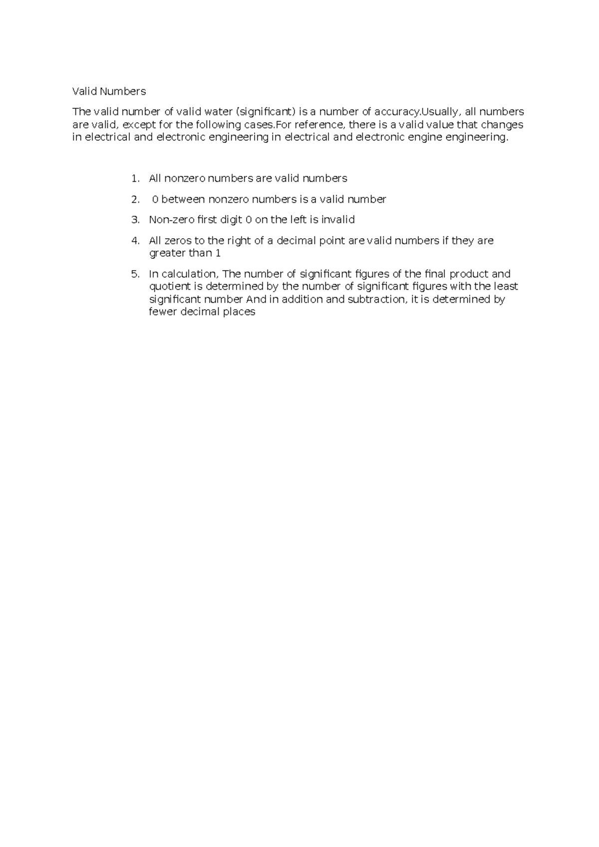 Valid Numbers note - Valid Numbers The valid number of valid water ...