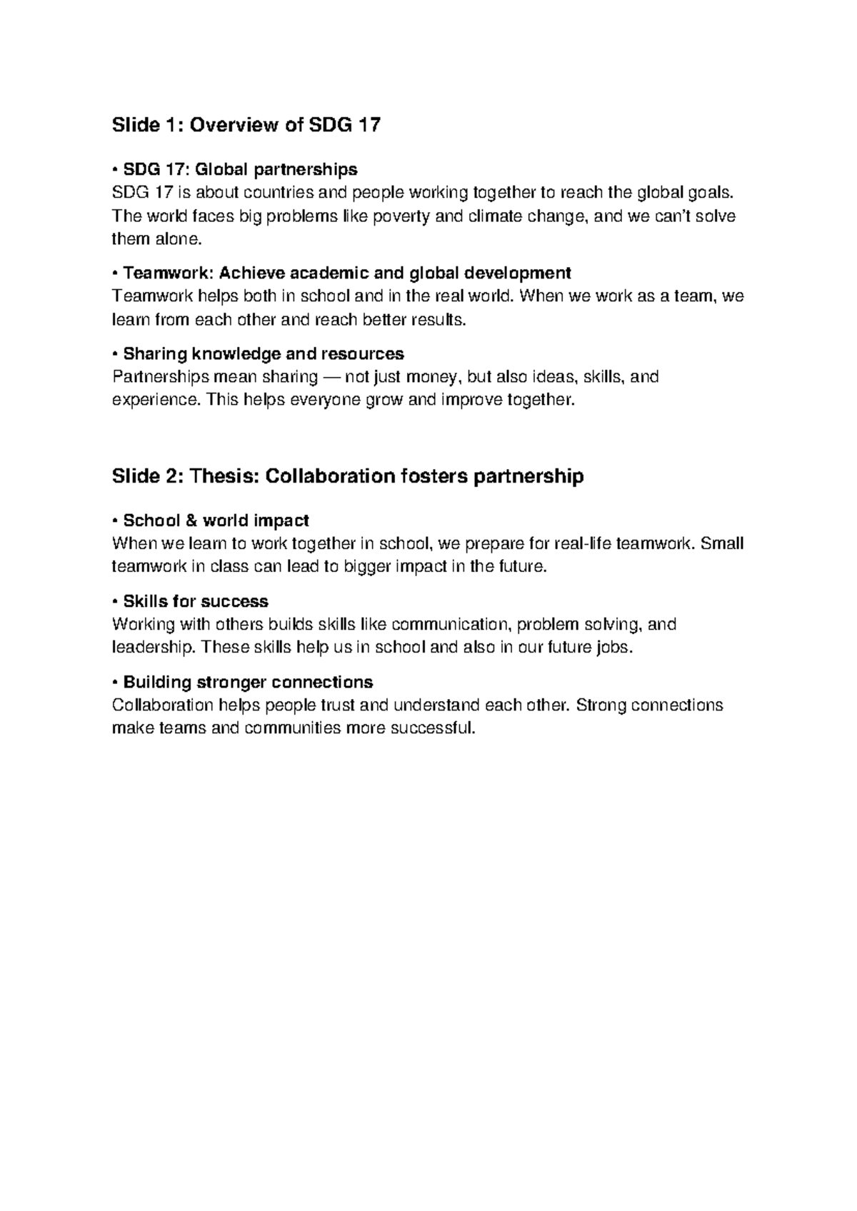 SDG17 Presentation Text - Slide 1: Overview of SDG 17 SDG 17: Global ...