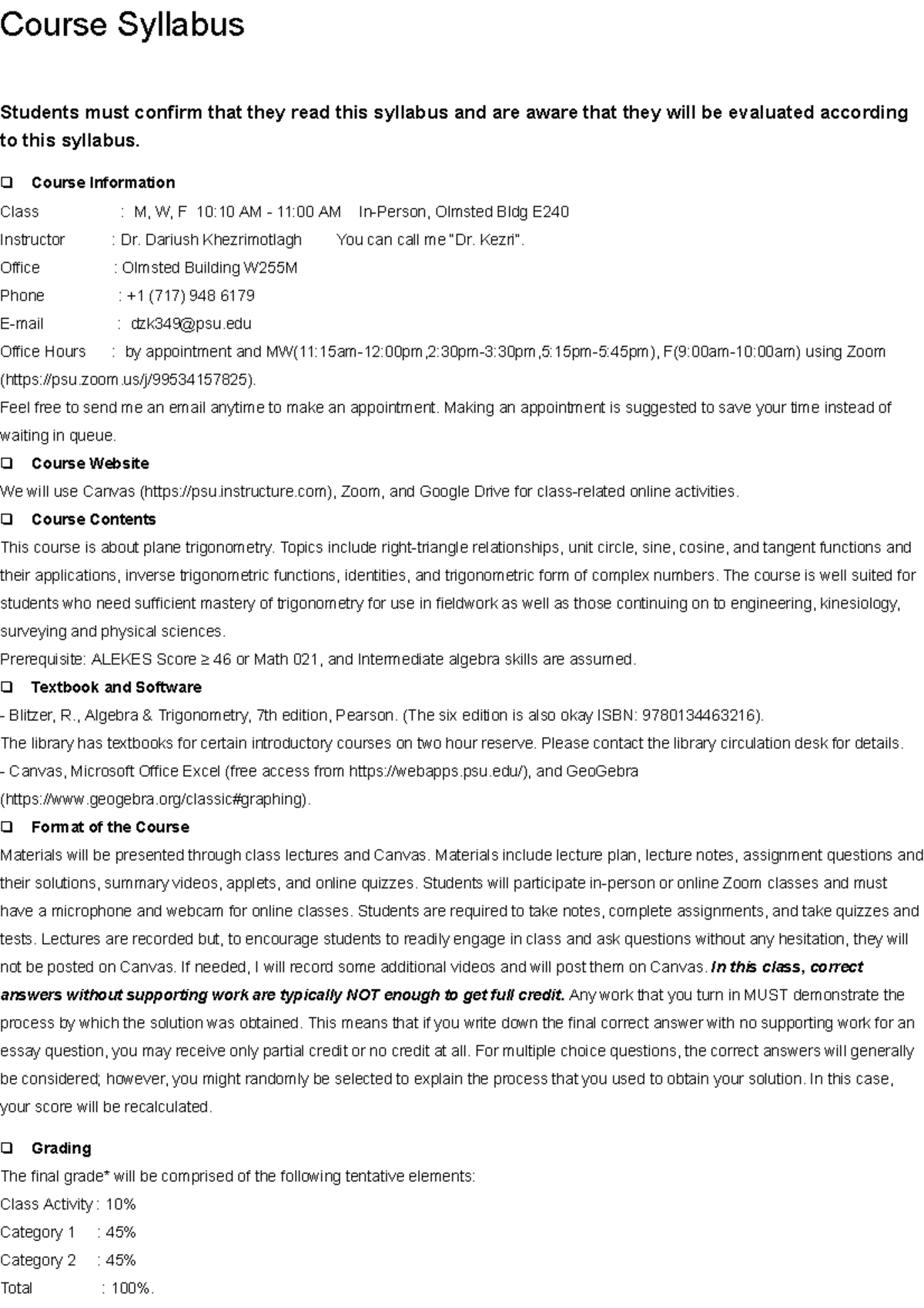 Syllabus for MATH 26: Plane Trigonometry - Fall 2021 S2 - Studocu