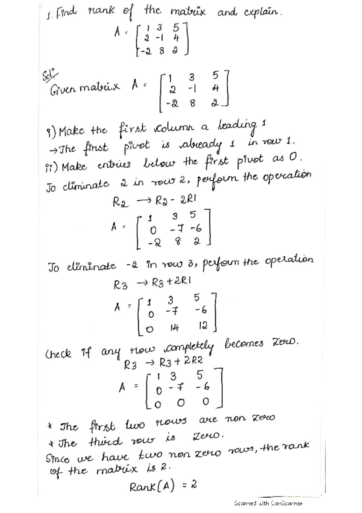 Matrix Rank, Null Space, Eigenvalues & Statistics - DSM Problems 2 ...
