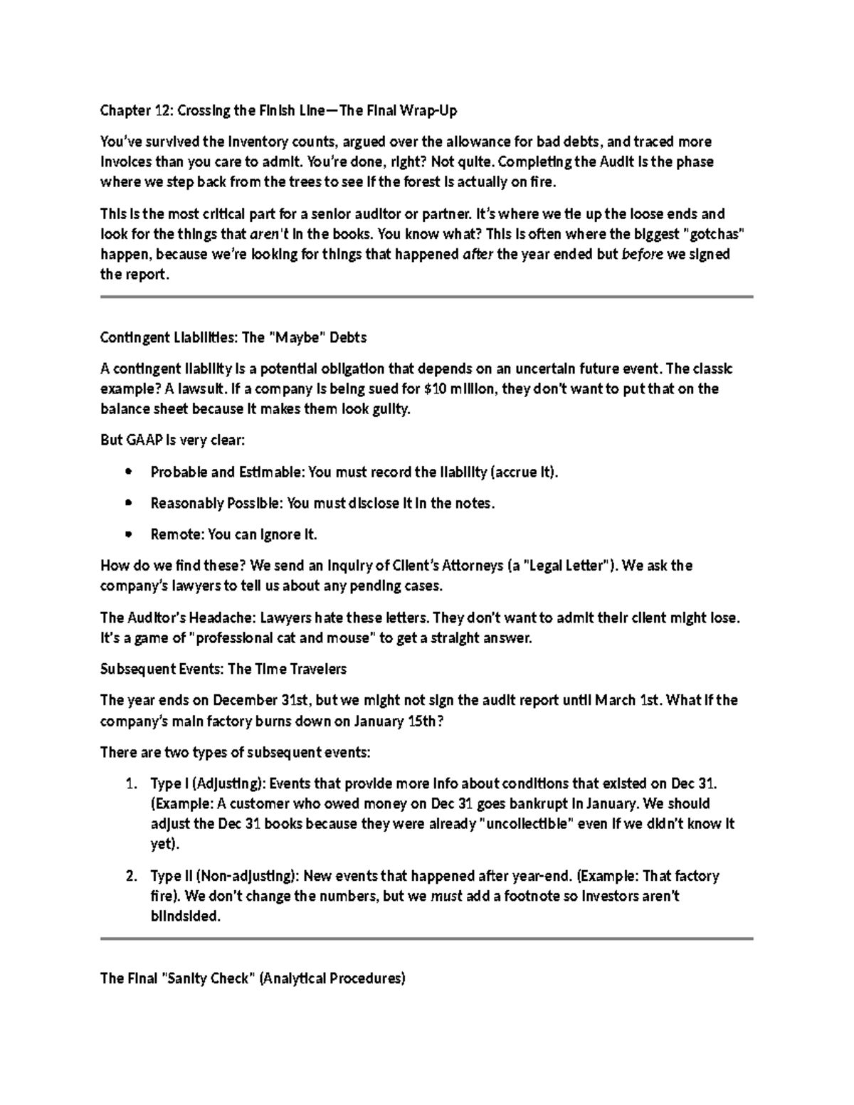 Foundations of Auditing & Assurance: Chapter 12 Review - Studocu