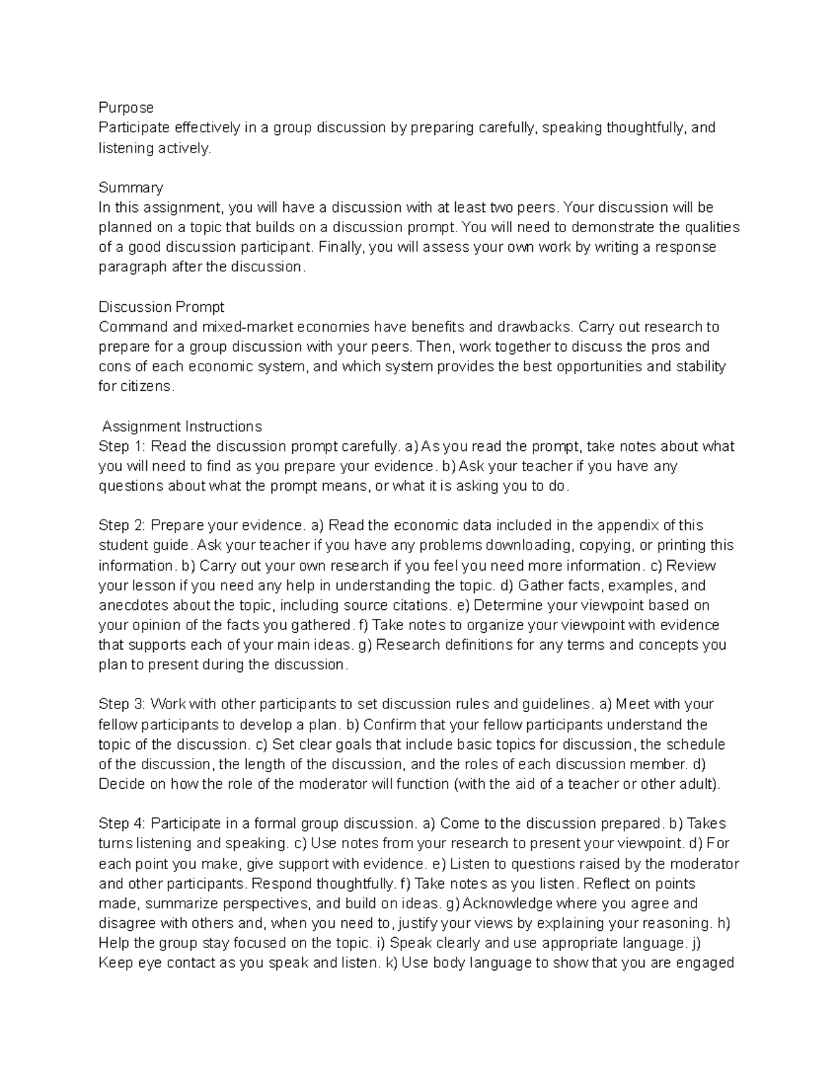 Econ1 - economics - Purpose Participate effectively in a group ...