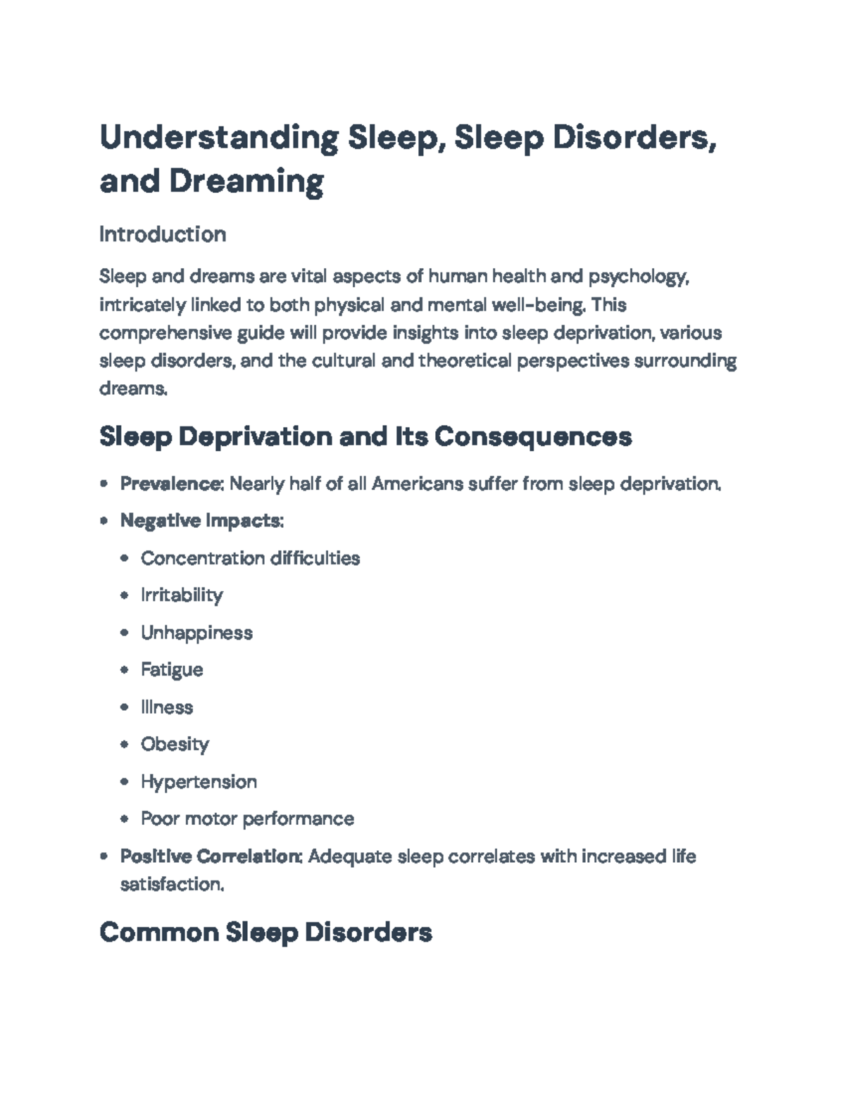 Understanding Sleep Disorders and Dreaming - A Comprehensive Guide ...