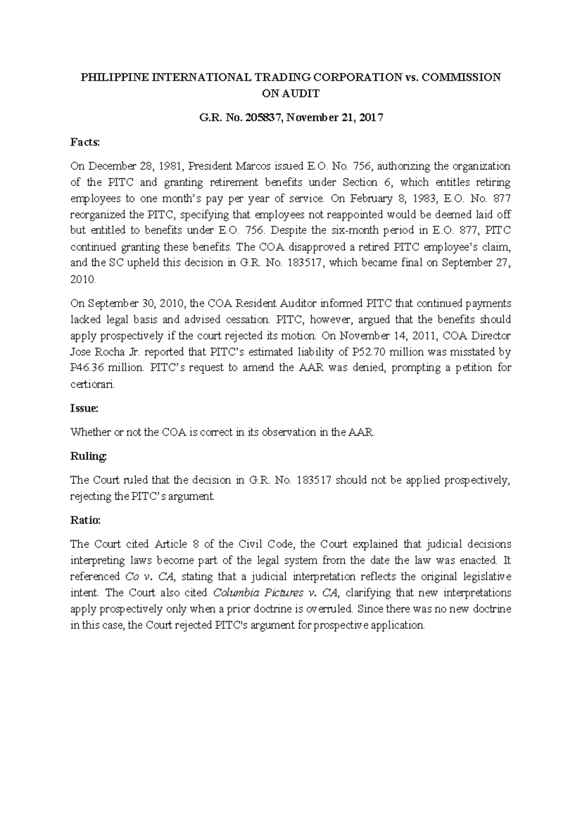 Philippine International Trading Corp. vs. COA - G.R. No. 205837 ...