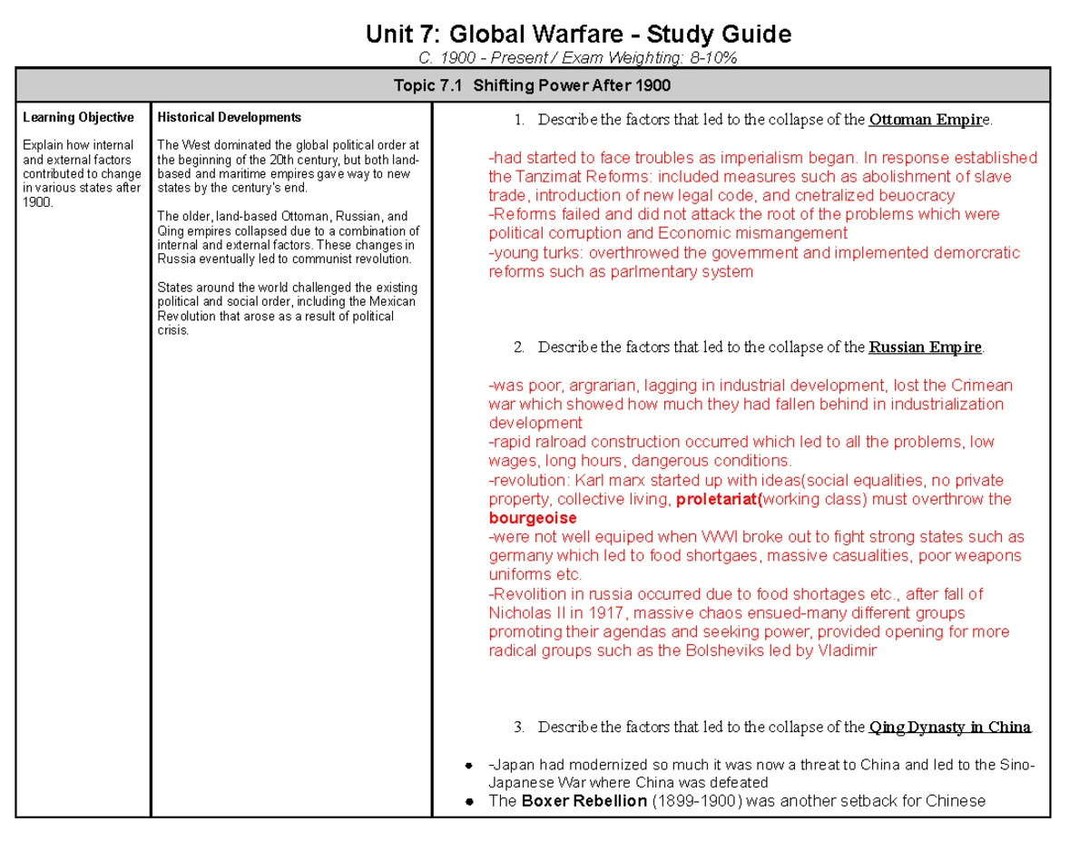 Unit 1 Study Guide for AP World History - Unit 1: The Global Tapestry ...