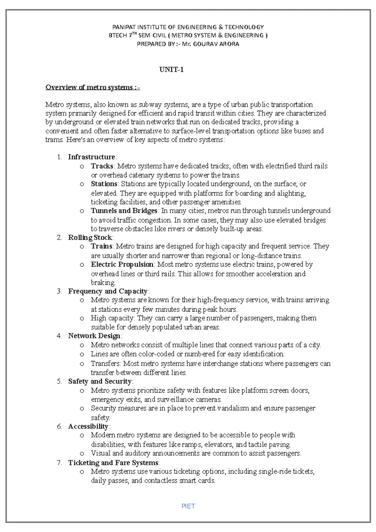 3rd mse - notes - OCC & BCC:- In a metro system, the Operation Control ...