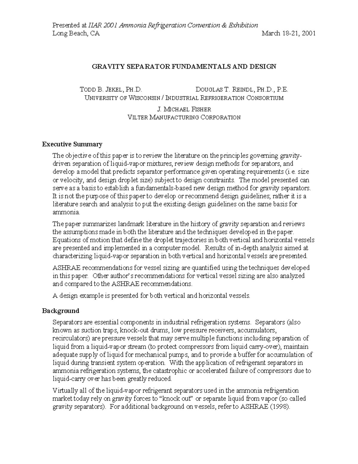 Gravity Separator Fundamentals and Design: Insights from IIAR 2001 ...