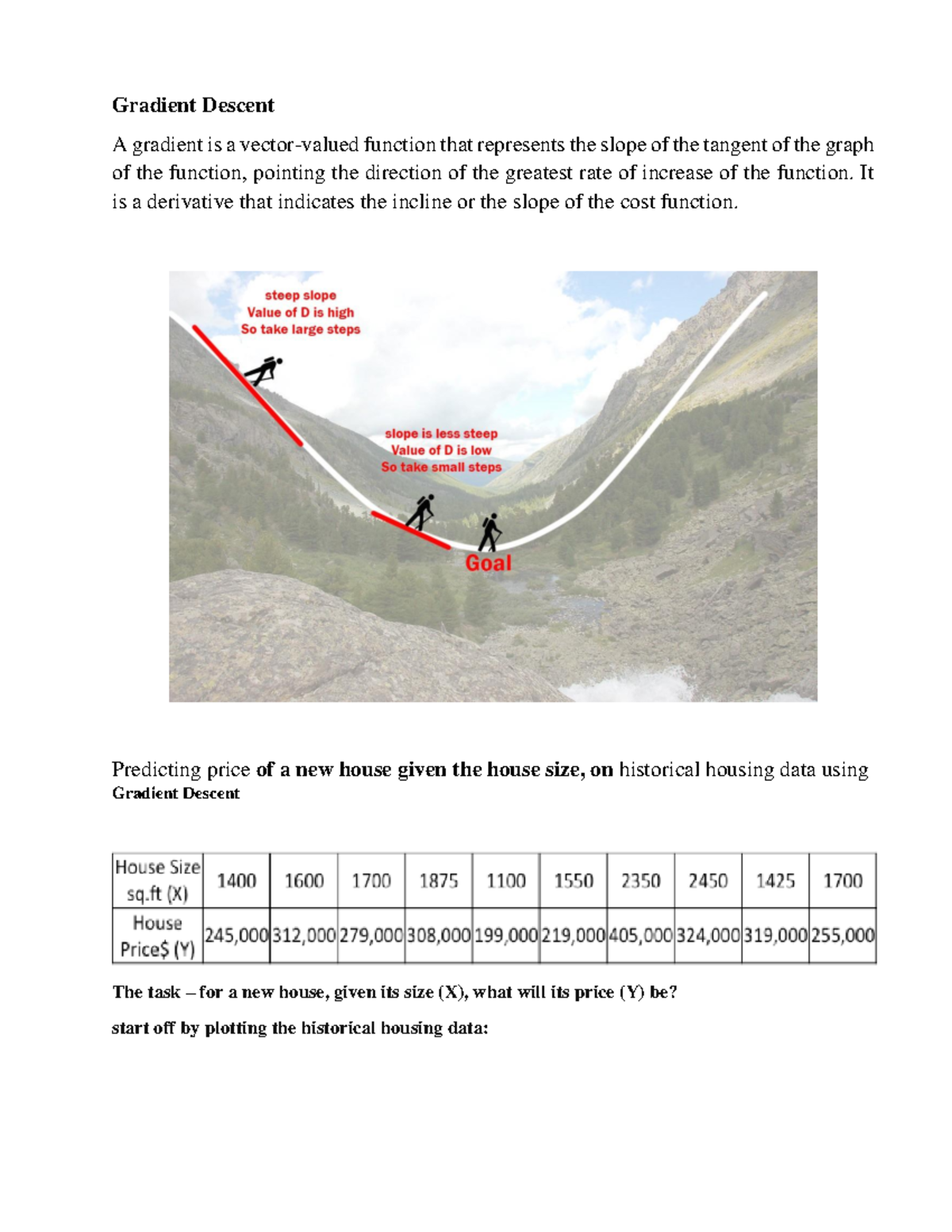 Gradient descent algorithm - Gradient Descent A gradient is a vector ...
