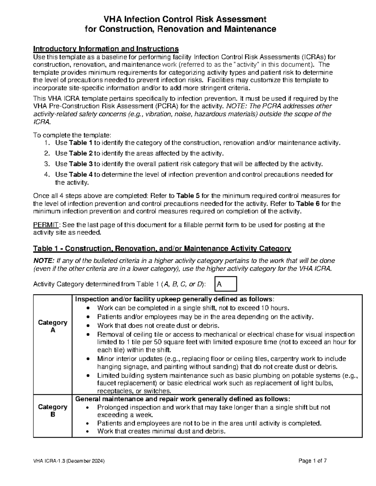 VHA ICRA Guidelines for Construction, Renovation & Maintenance - Studocu
