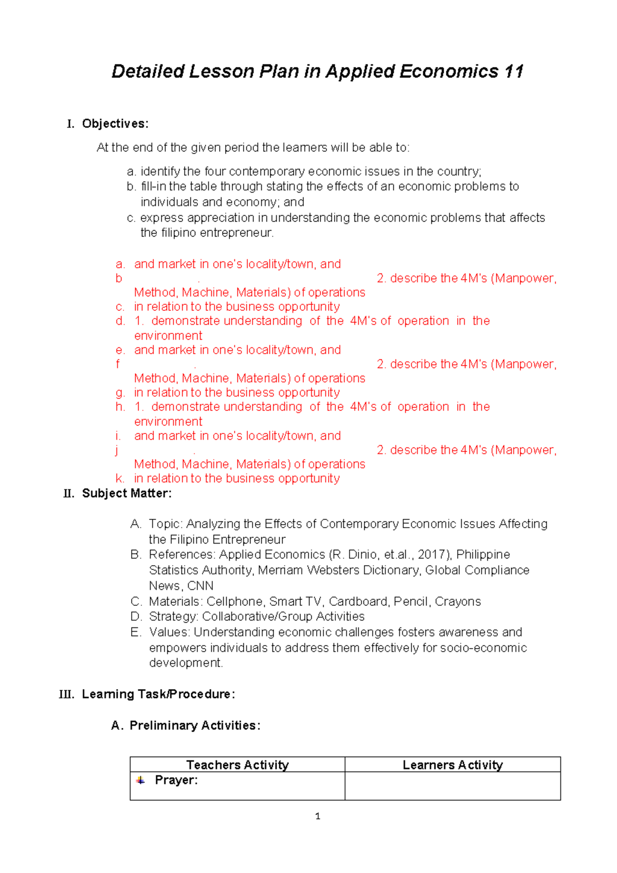 DLP 4As Module 6 Lesson 1: Understanding Economic Issues Impacting ...