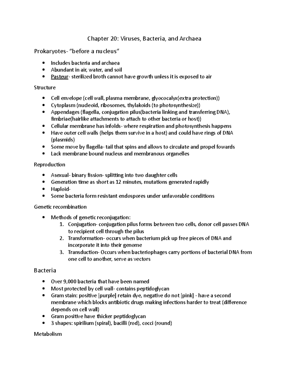Chapter 20 - Chapter 20: Viruses, Bacteria, and Archaea Prokaryotes ...