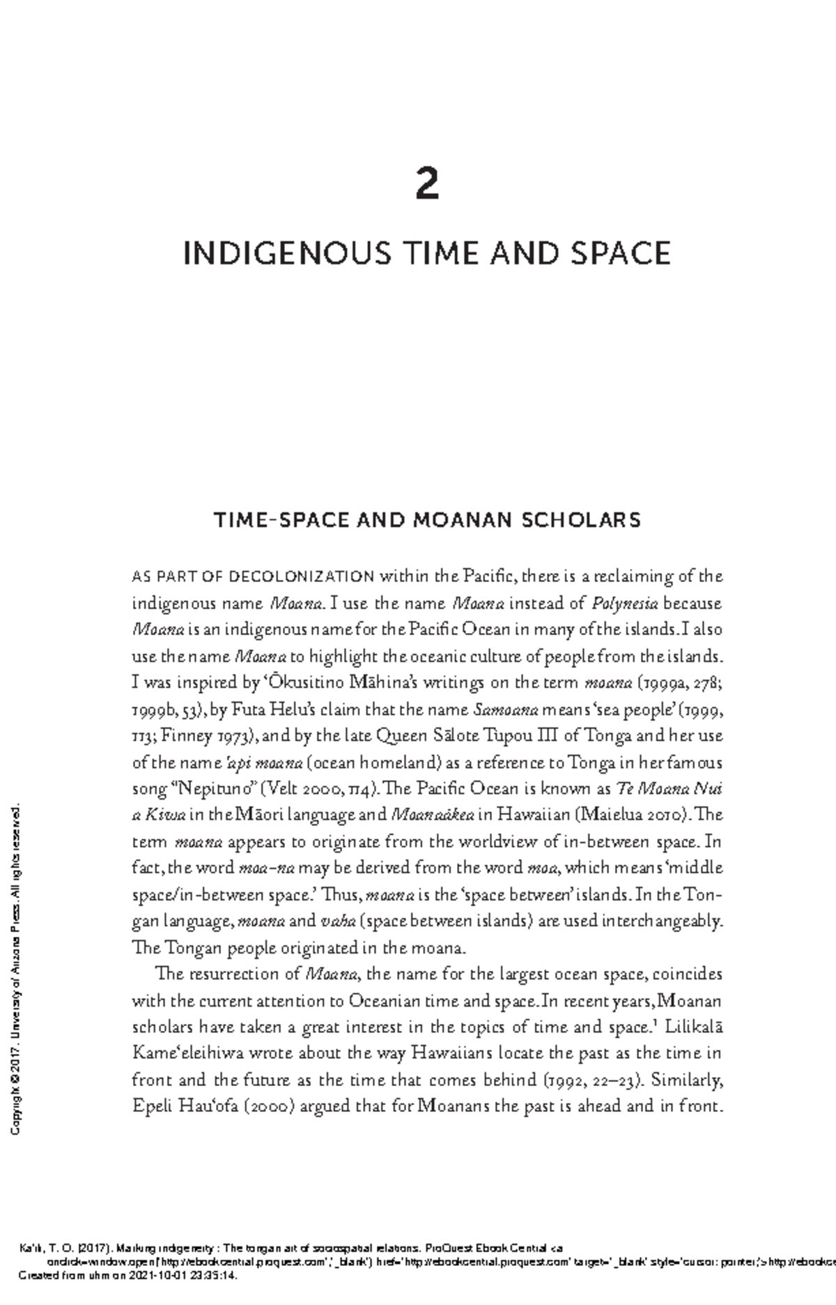 Reimagining Time and Space: Tongan Concepts of Vā and Tauhi Vā - 2 ...