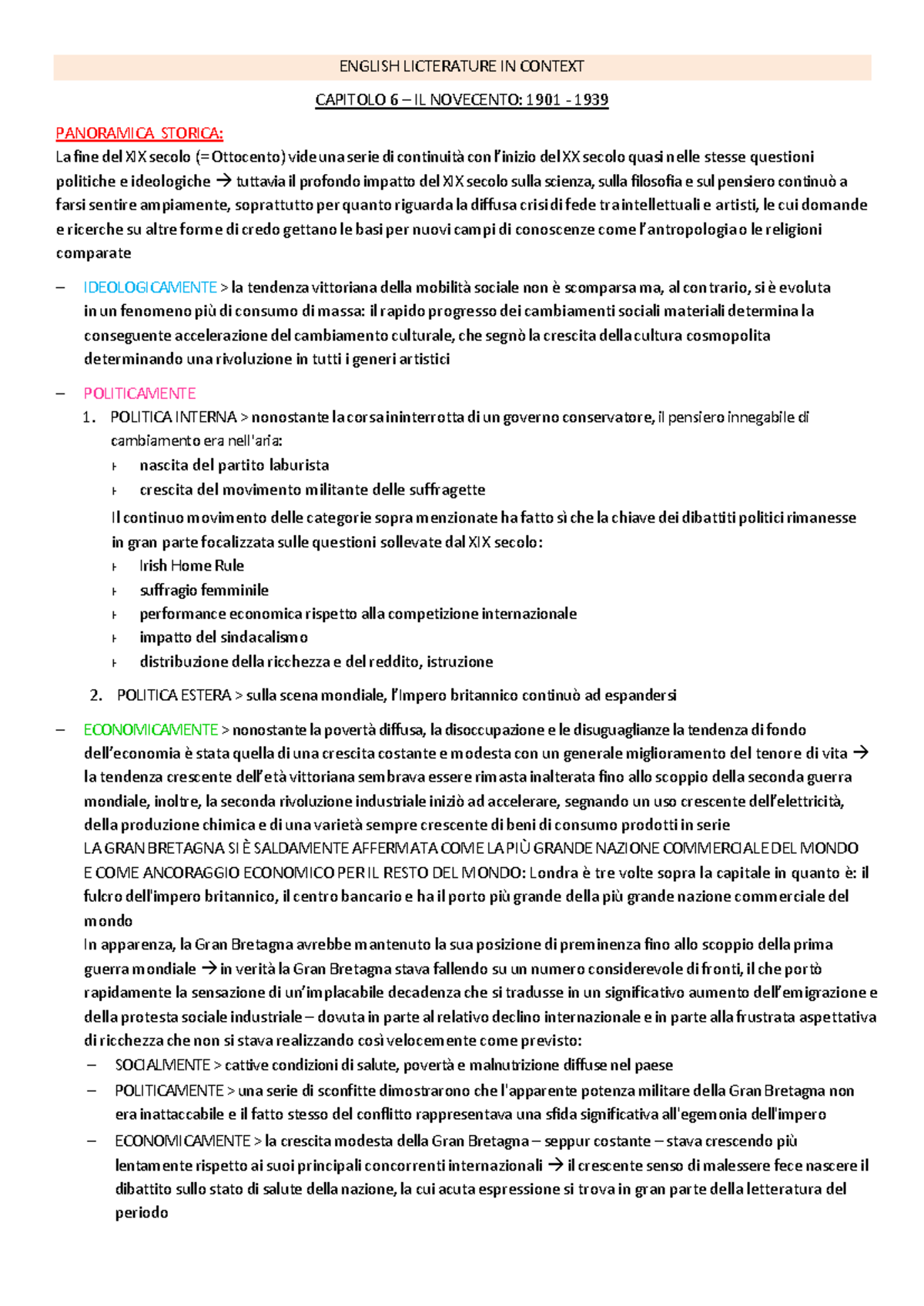ENGLISH LITERATURE IN CONTEXT: CAPITOLO 6 IL NOVECENTO (1901-1939 ...