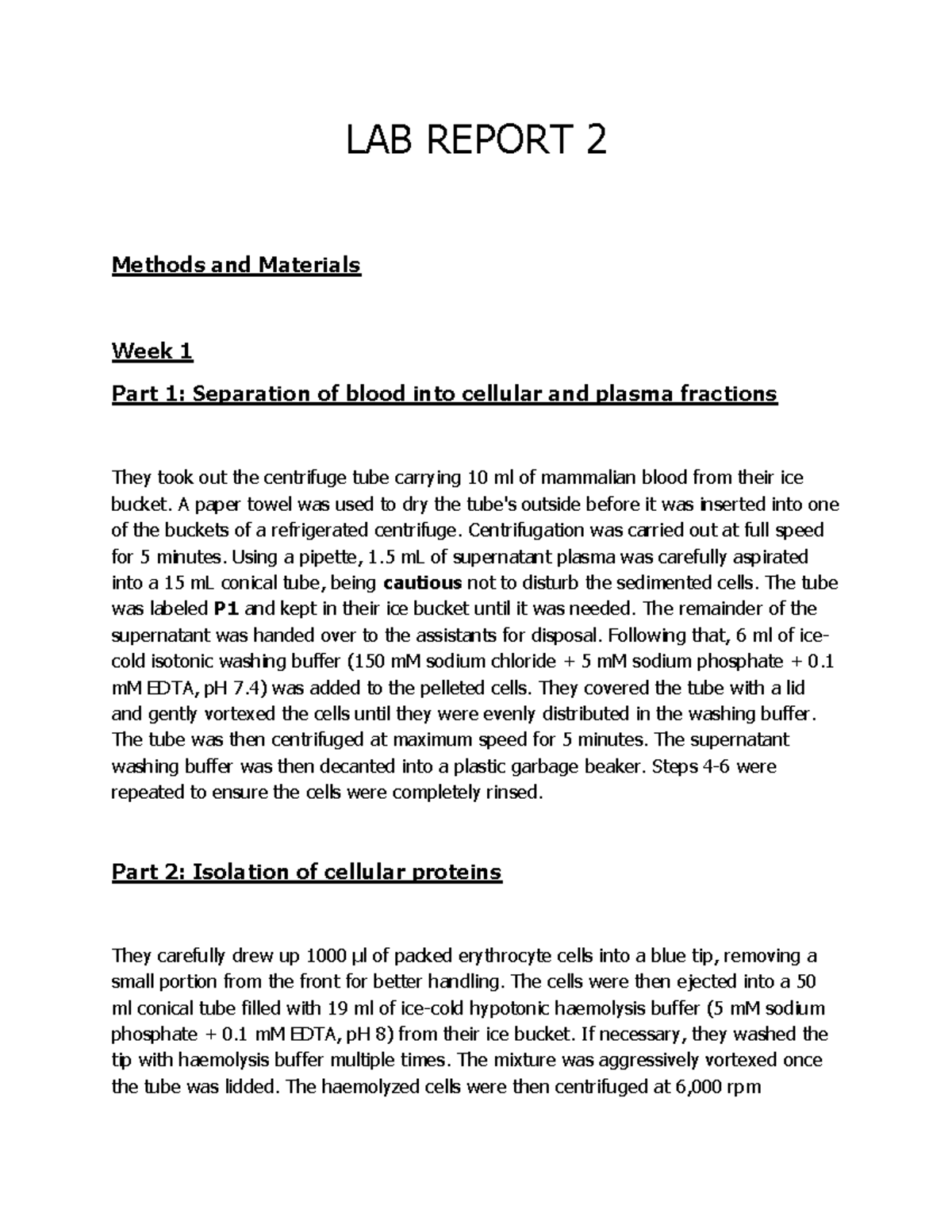 Separation of Blood Fractions and Cellular Protein Isolation BOCS3724 ...