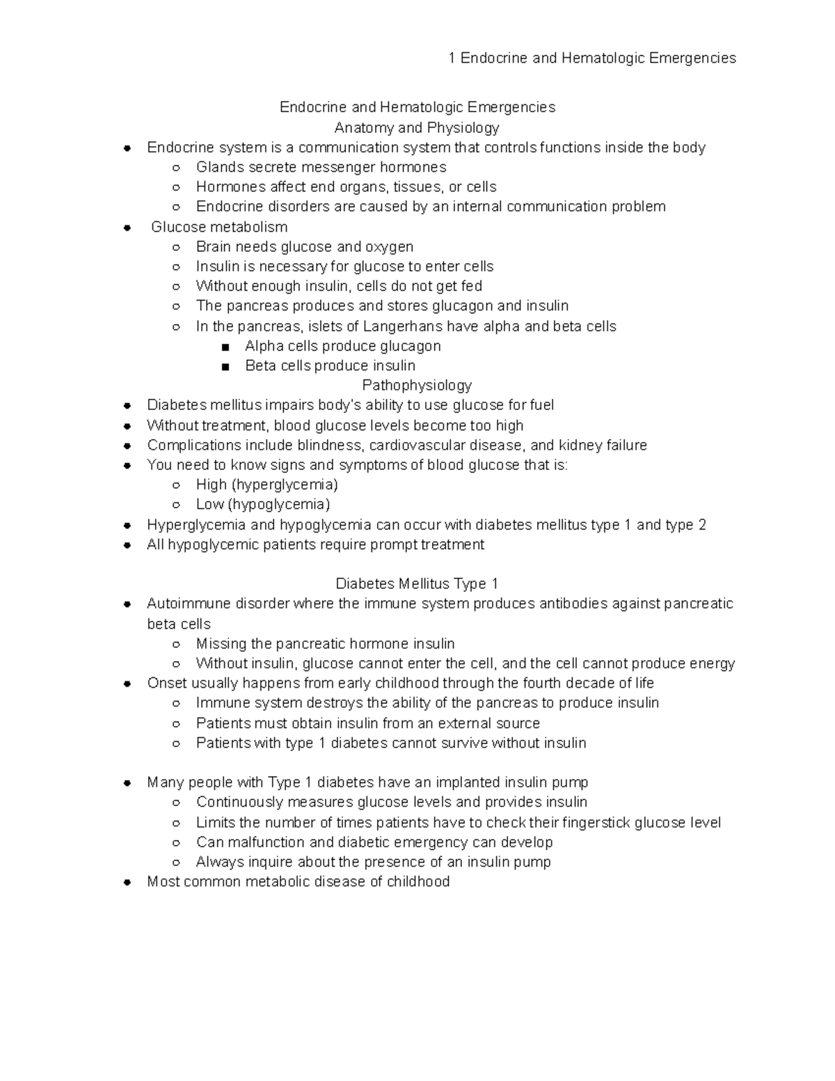 Endocrine and Hematologic Emergencies - Studocu