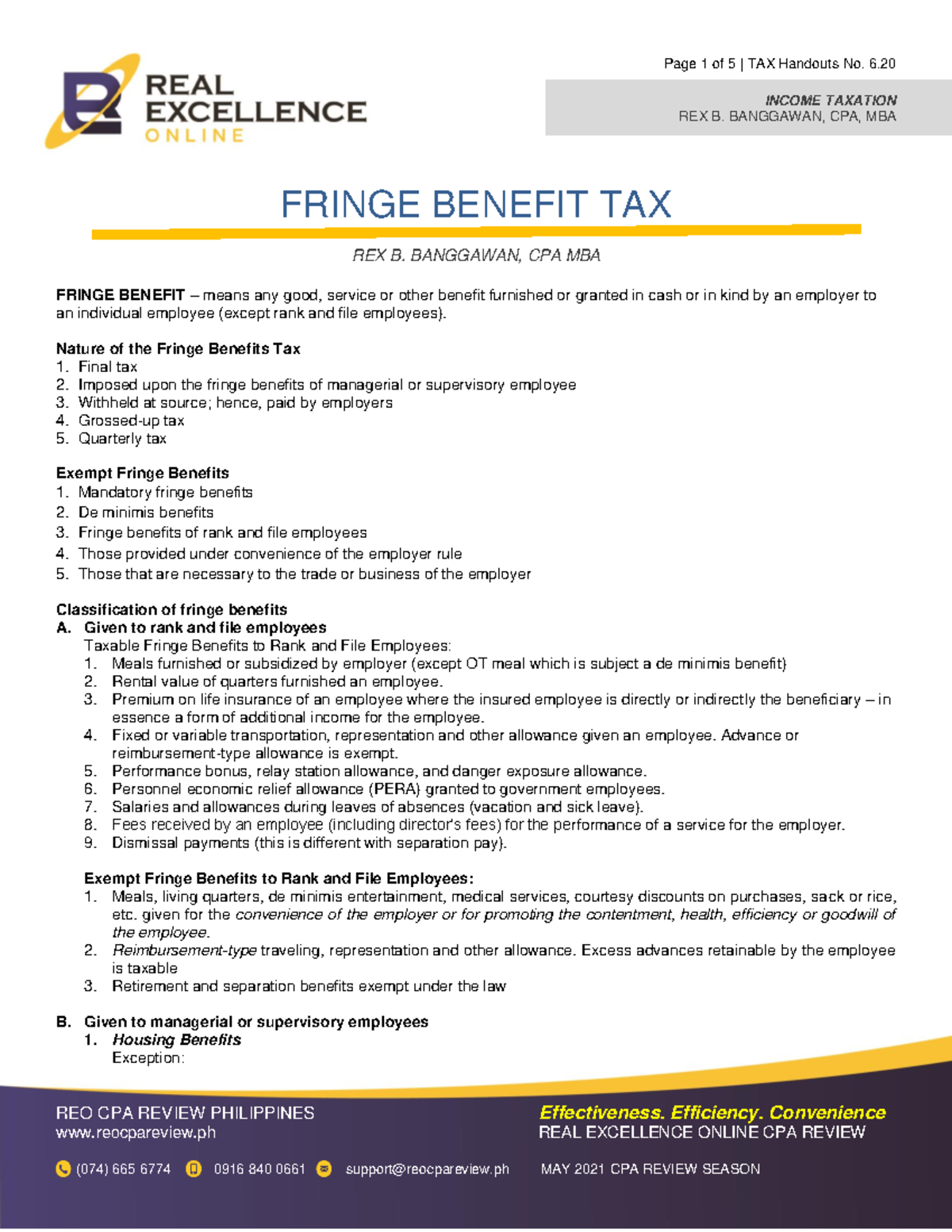 H06.2 - RIT - Comprehensive Guide to Fringe Benefit Tax - Studocu