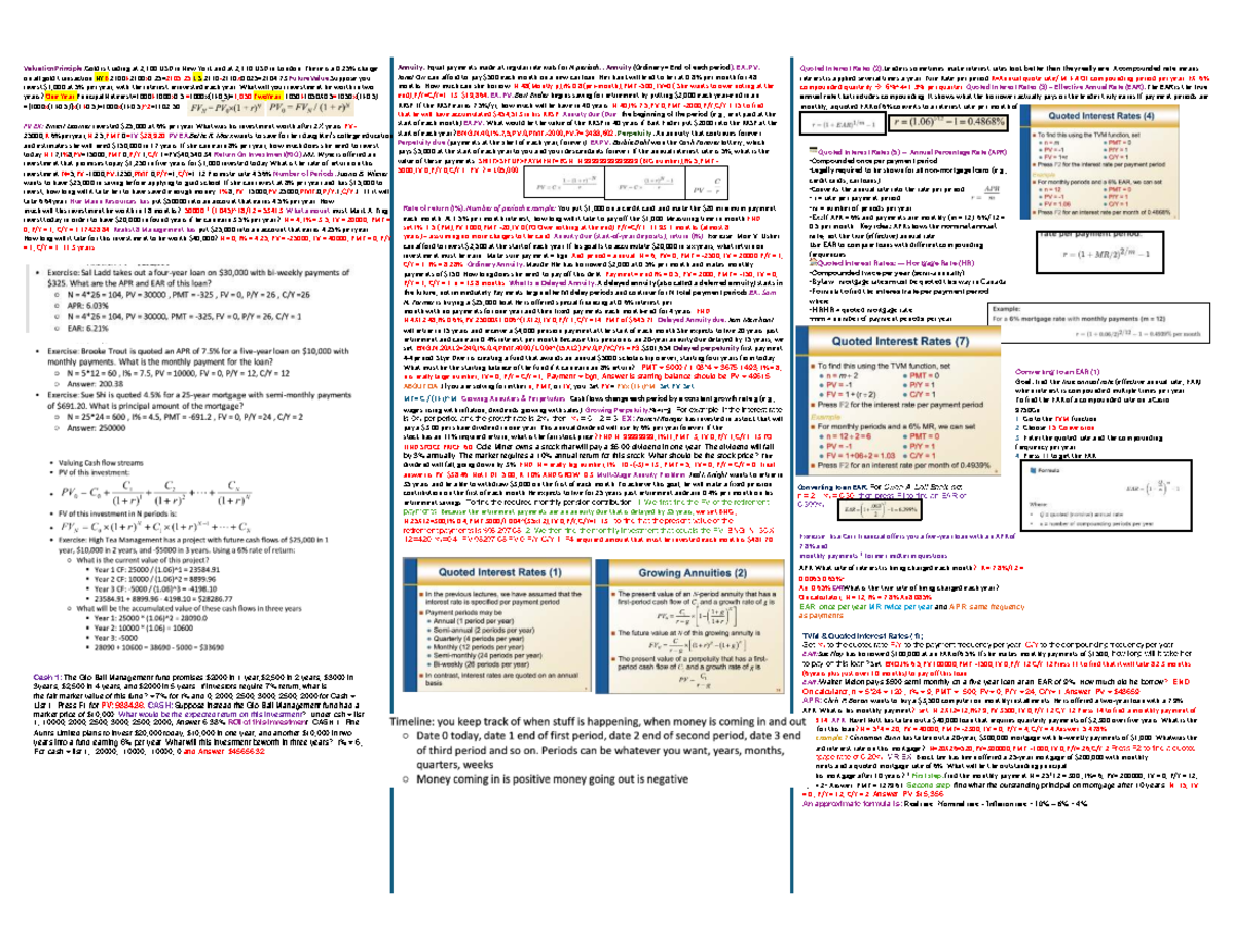 Cheat Sheet for Annuities and Interest Rates (Course Code: CHEAT-MID ...