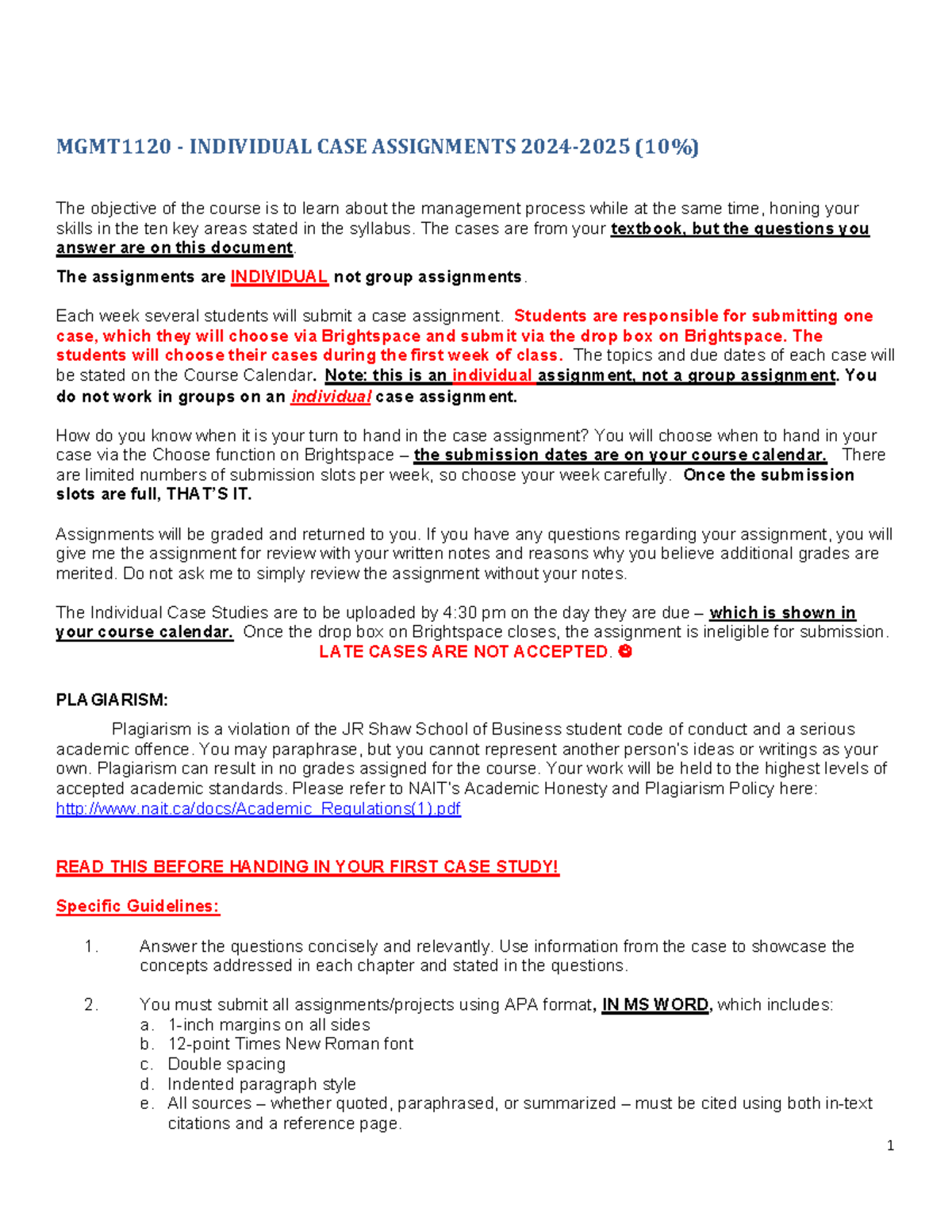 MGMT1120 Individual Case Study Assignments 2024-2025 Guidelines - Studocu