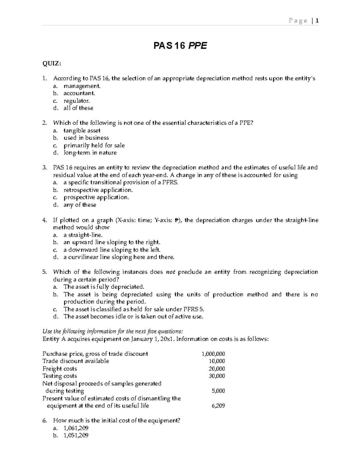 QUIZ PAS 16 PPE: Understanding Property, Plant, and Equipment - Studocu