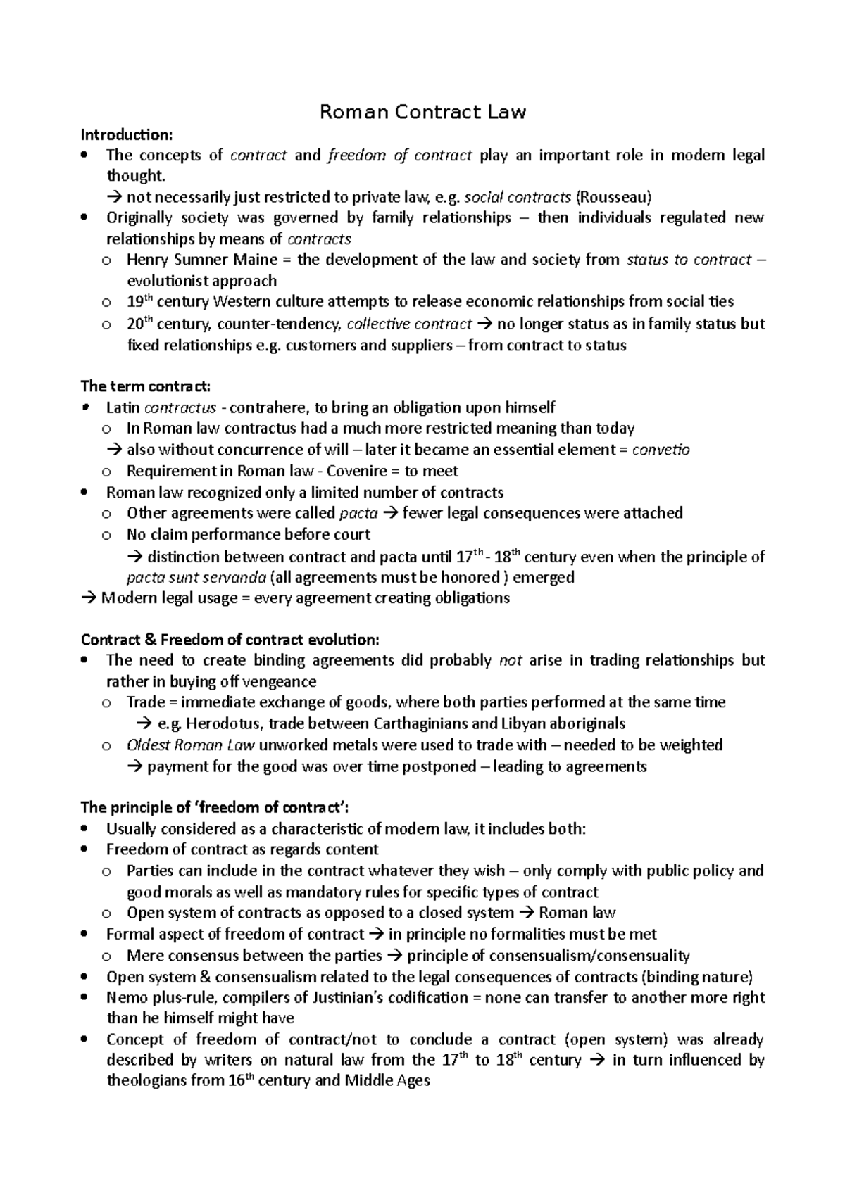 Roman Contract Law - Lecture and Tutorial notes - Roman Contract Law ...