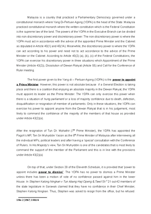 YDPA: Role, Powers, and Constitutional Framework in Malaysia - Studocu