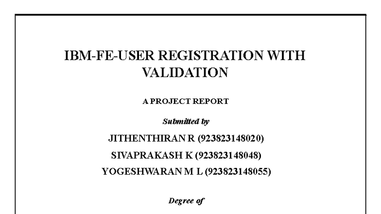 Final Project Report on User Registration with Validation for NM 1 ...
