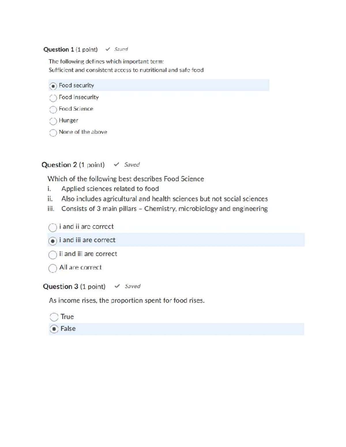Quiz 1: Food Security and Food Science Concepts - FOOD2010 - Studocu