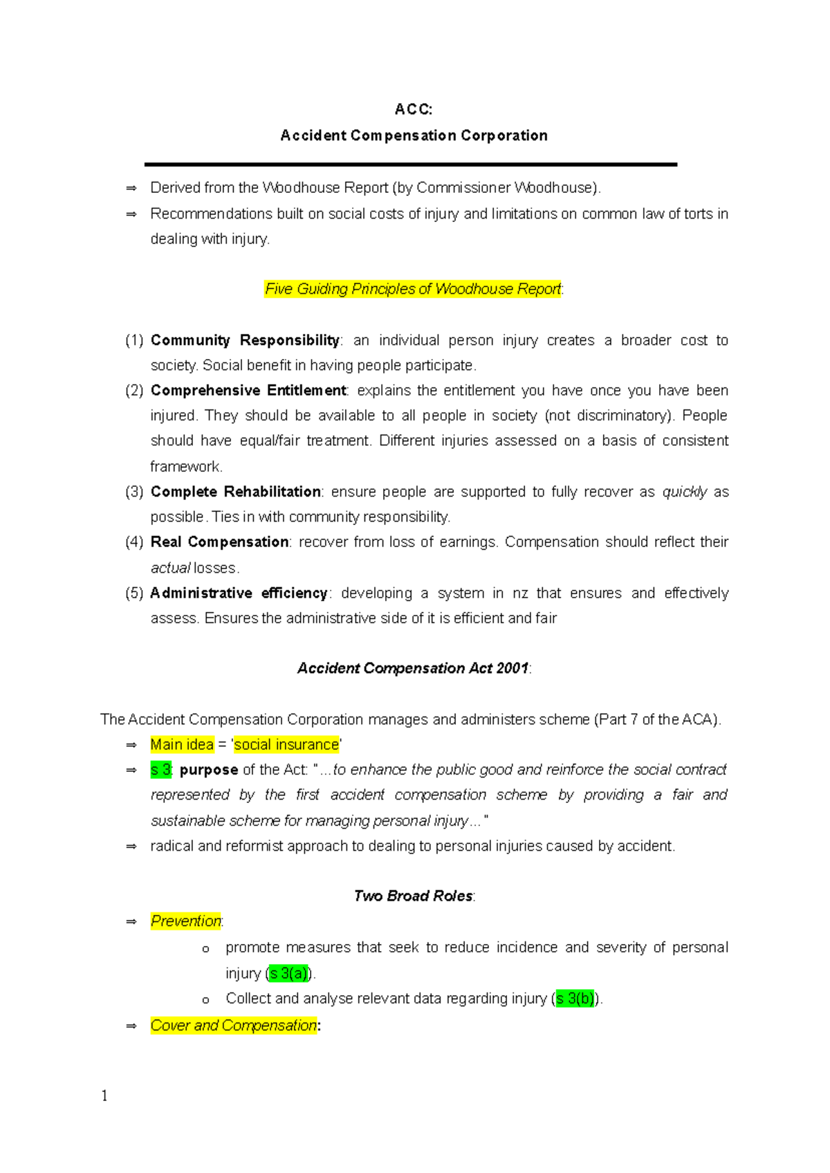 ACC - Accident Compensation Act Insights and Key Principles Overview ...