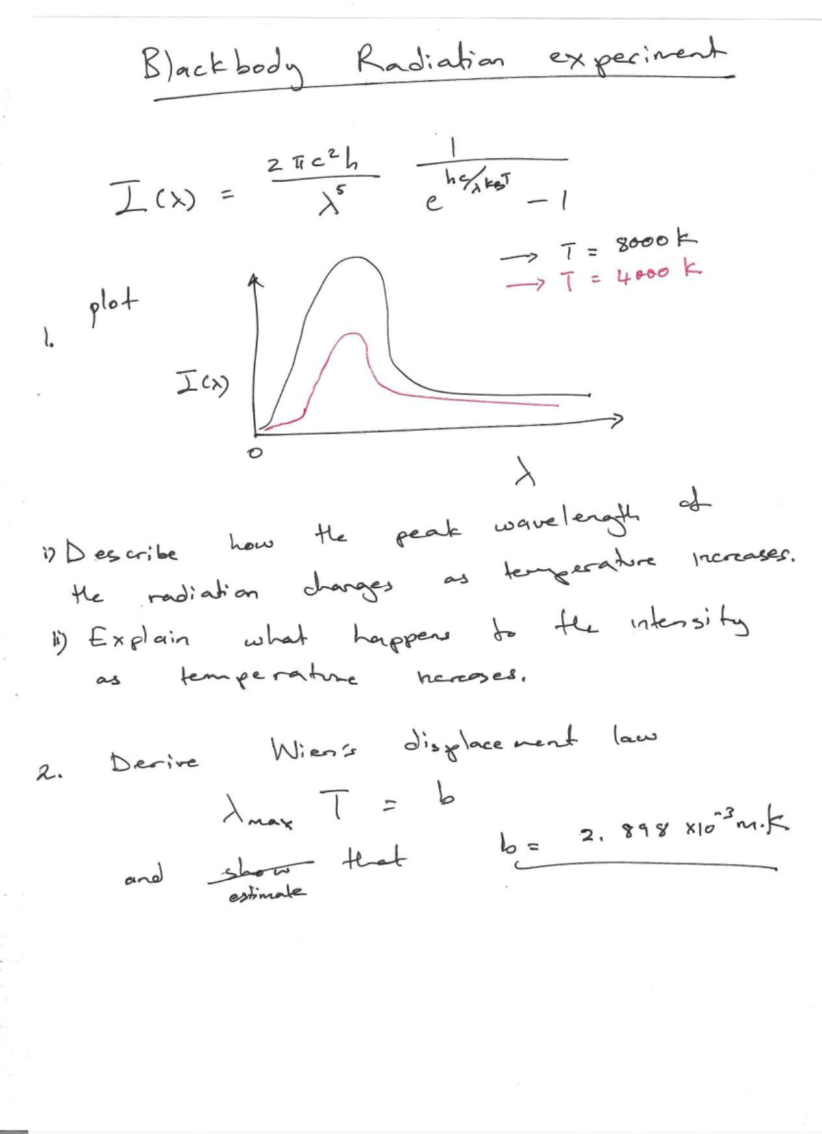 Blackbody Radiation Experiment Part A: Temperature Effects on ...