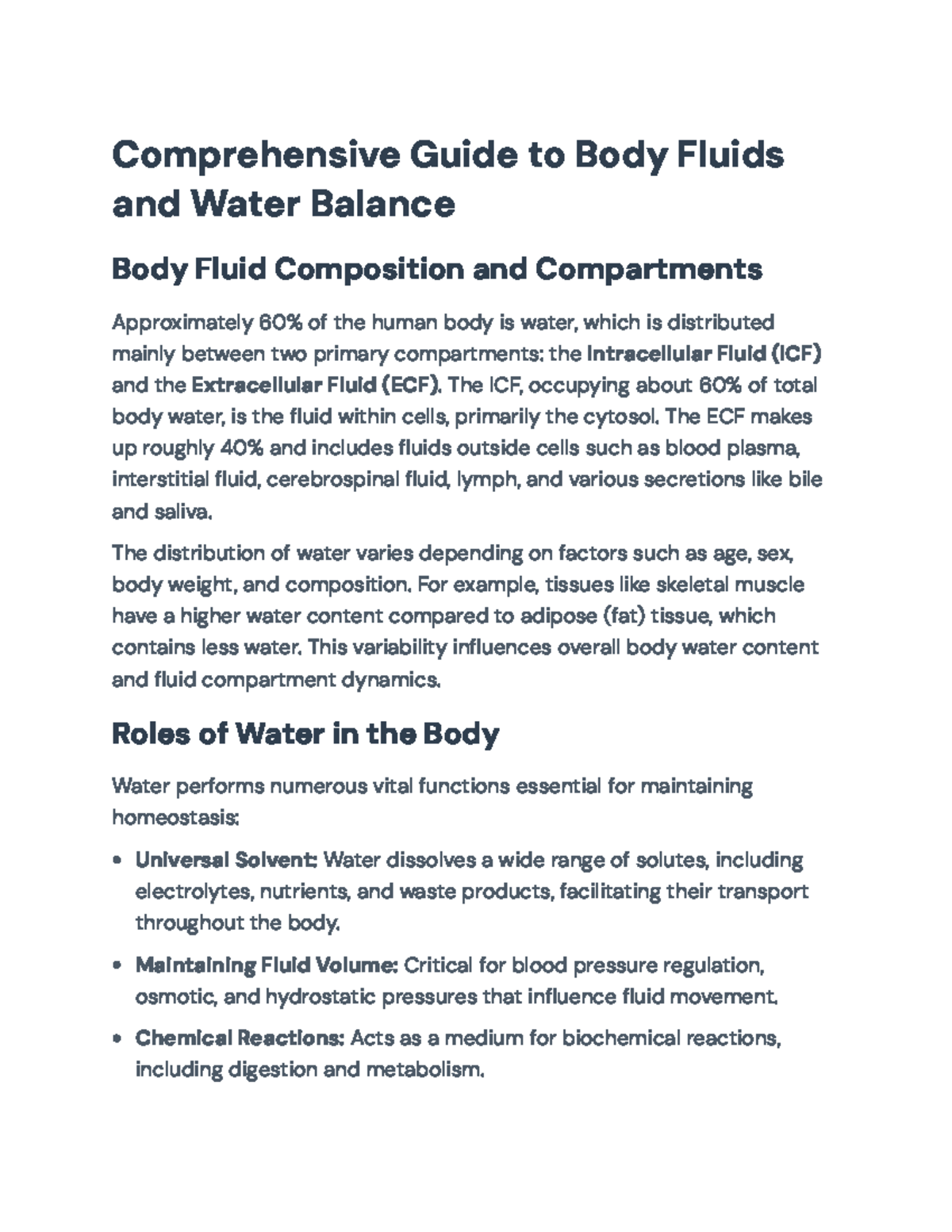 Neural and Hormonal Regulation of Water Balance: A Comprehensive ...