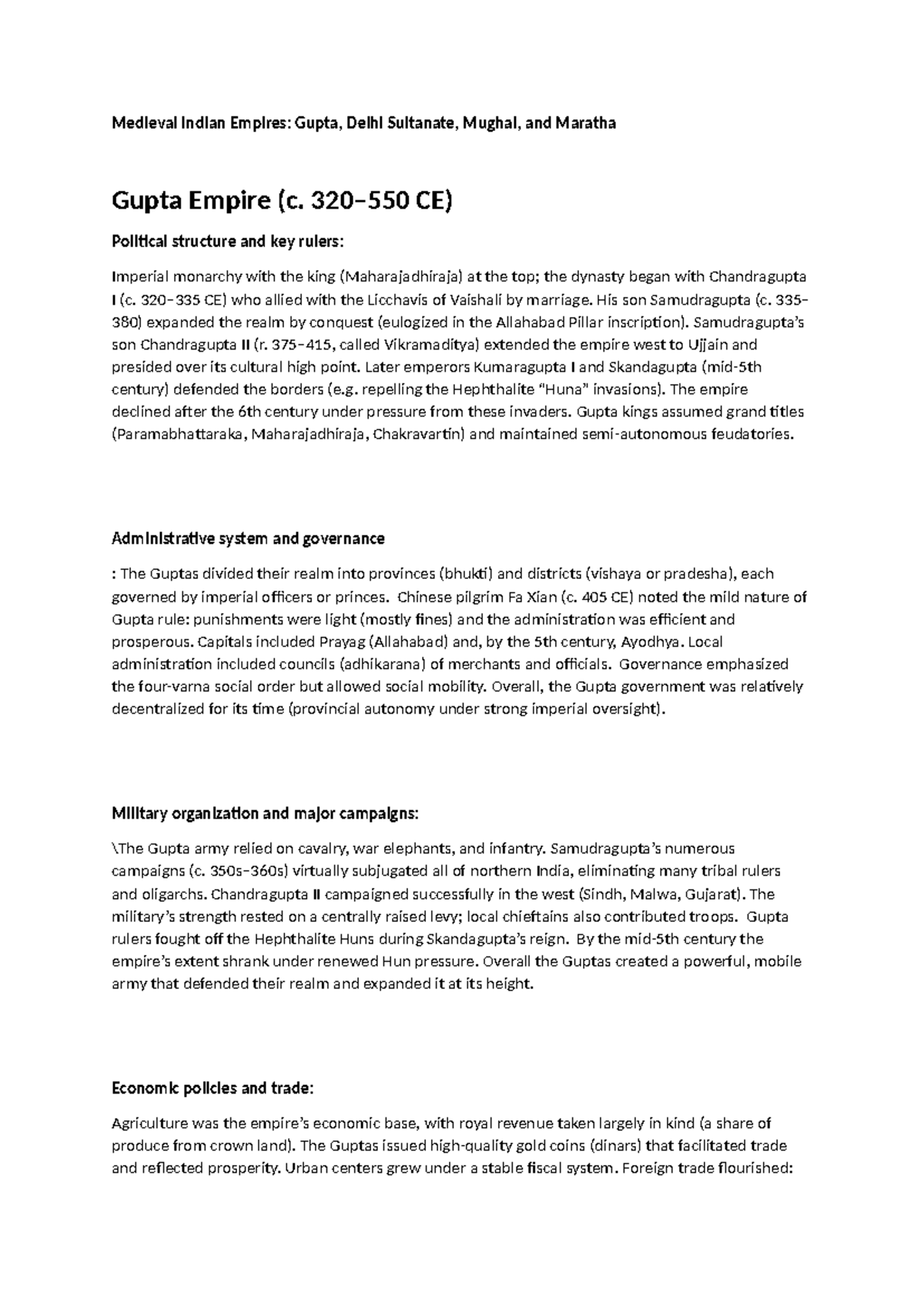 Medieval Indian Empires: Gupta, Delhi Sultanate, Mughal & Maratha ...