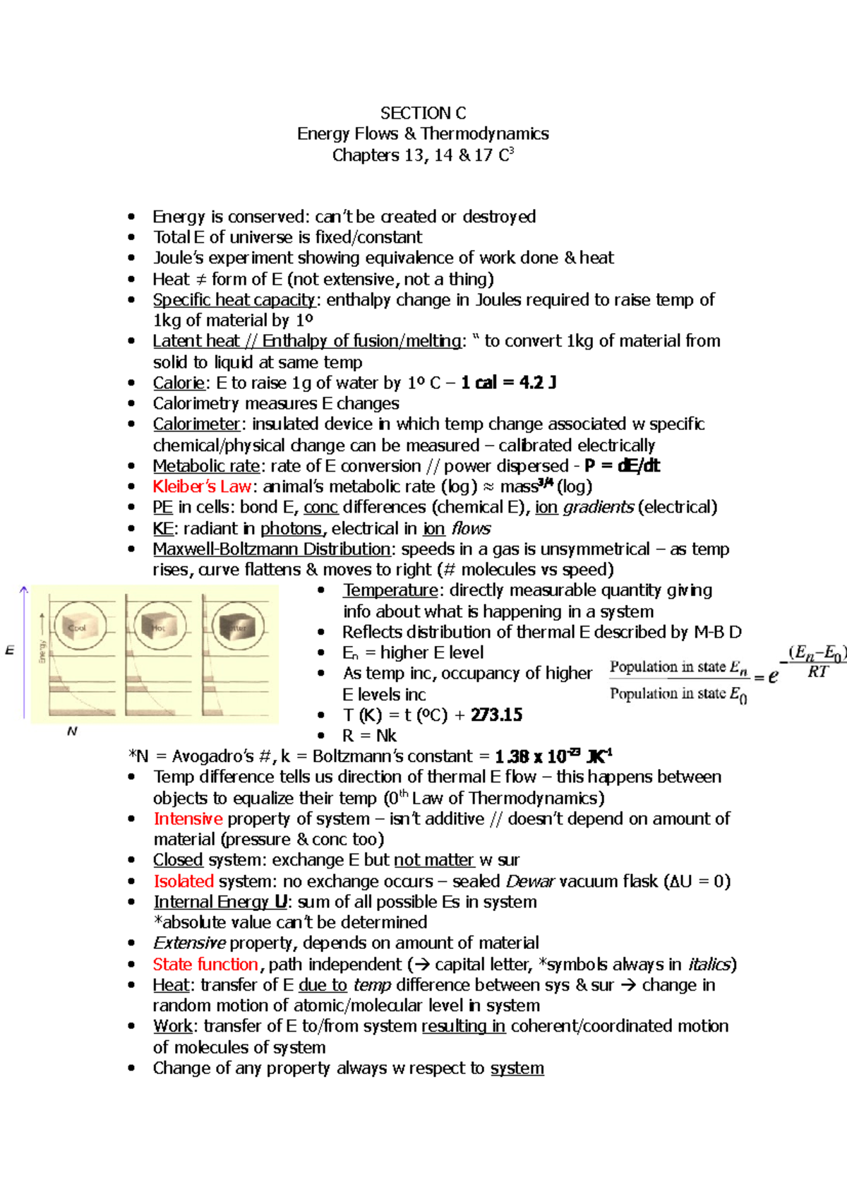 Section C: Energy Flows & Thermodynamics Lecture Notes C 3 - Studocu